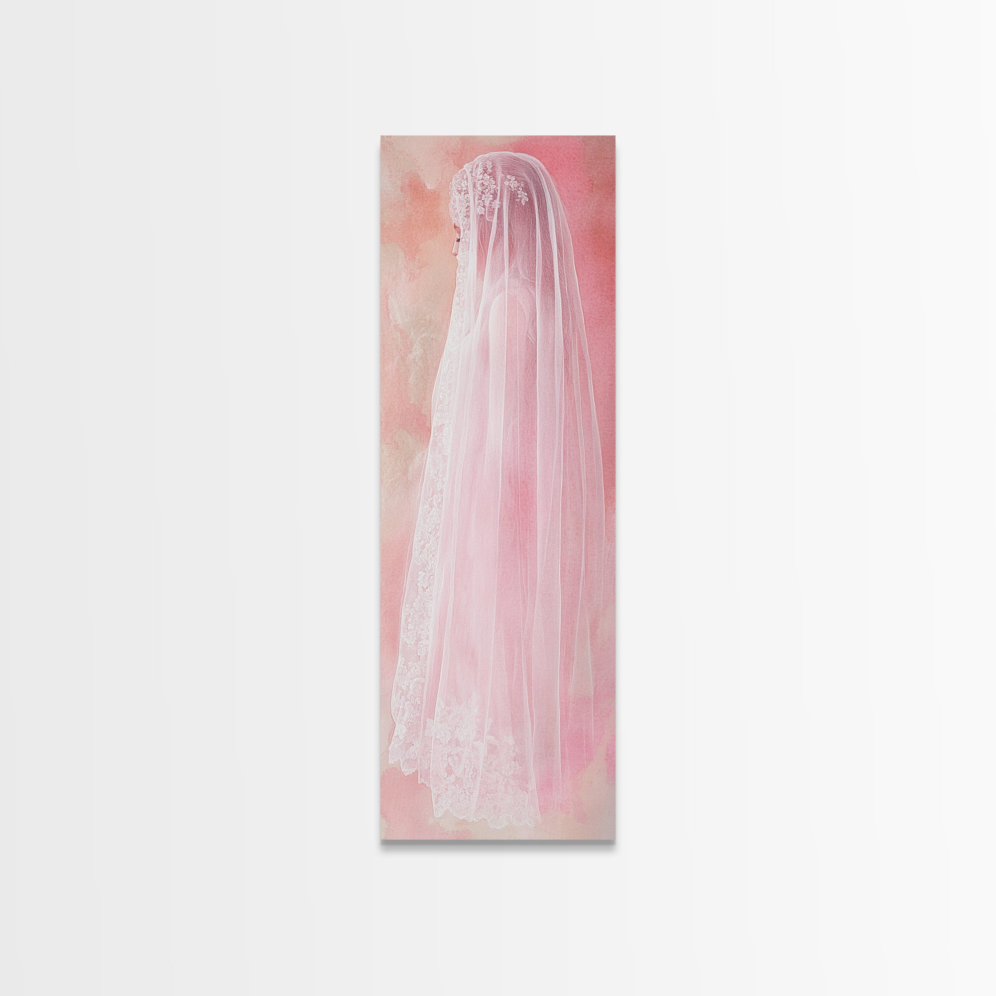 Delicate Bridal Veil Framed Canvas Print Feminine Pink Wall Art Wabi S ...