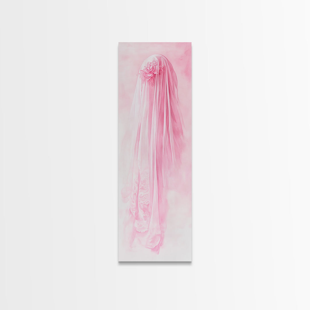 Veiled Pink Art Framed Canvas Print Whimsical Art Light Pink Wall Art ...