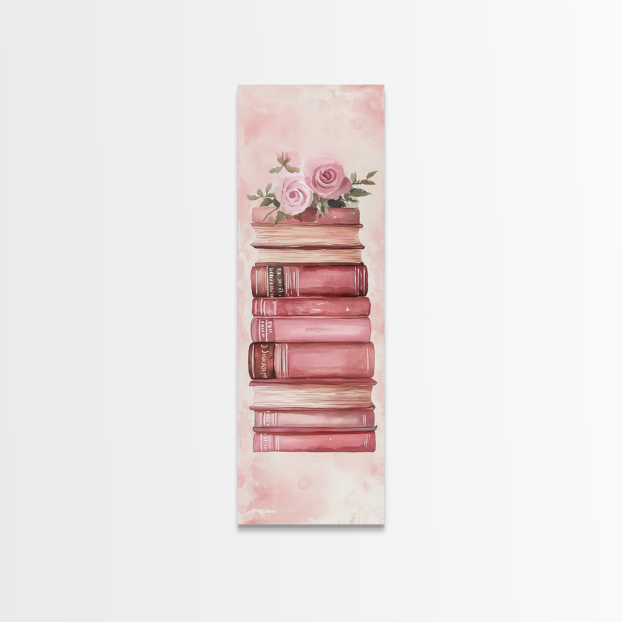 Stack of Books Canvas Print Vintage Cottagecore Wall Art Pink Aestheti ...
