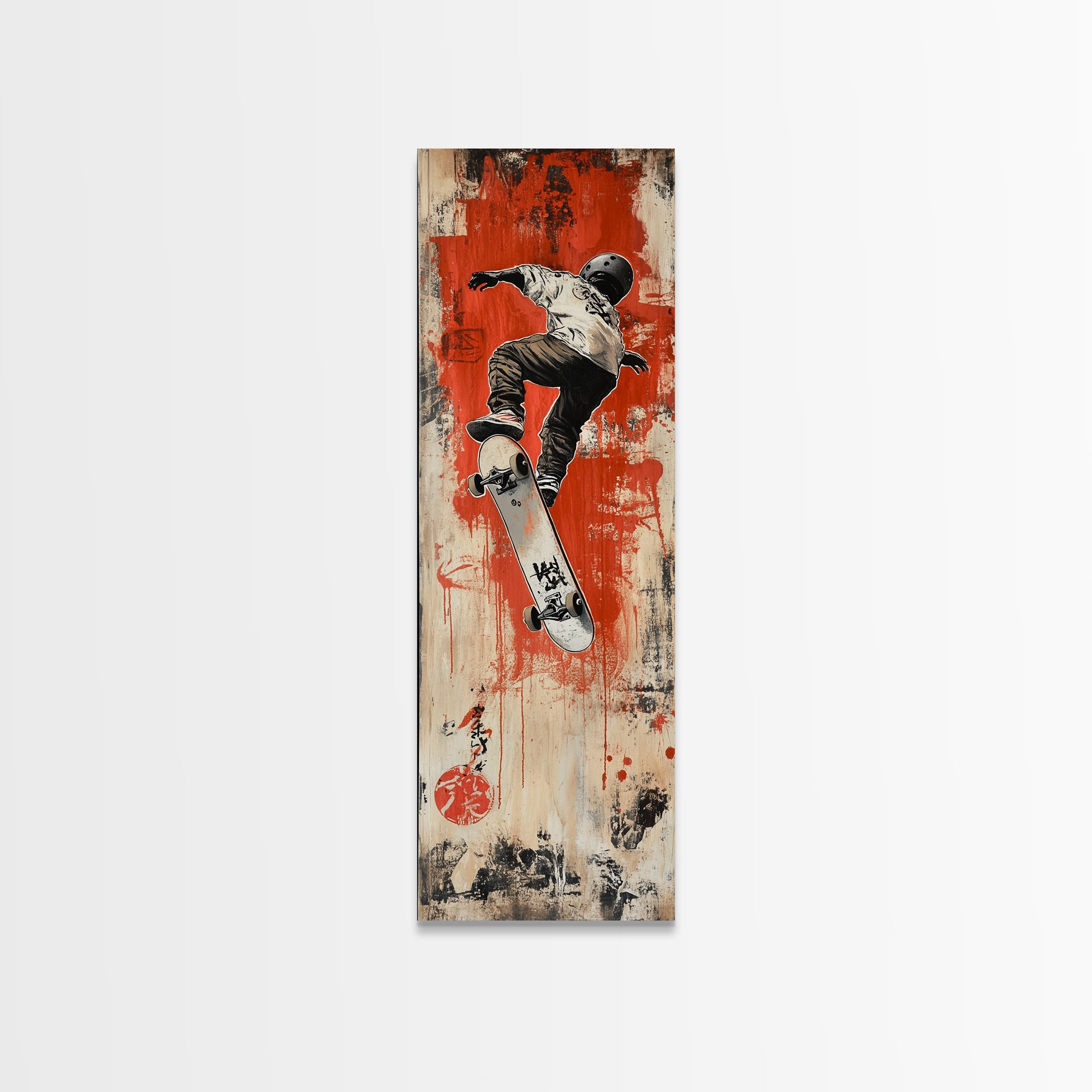 Skateboarder Canvas Print, Red and Black Urban Wall Art, Graffiti Insp ...