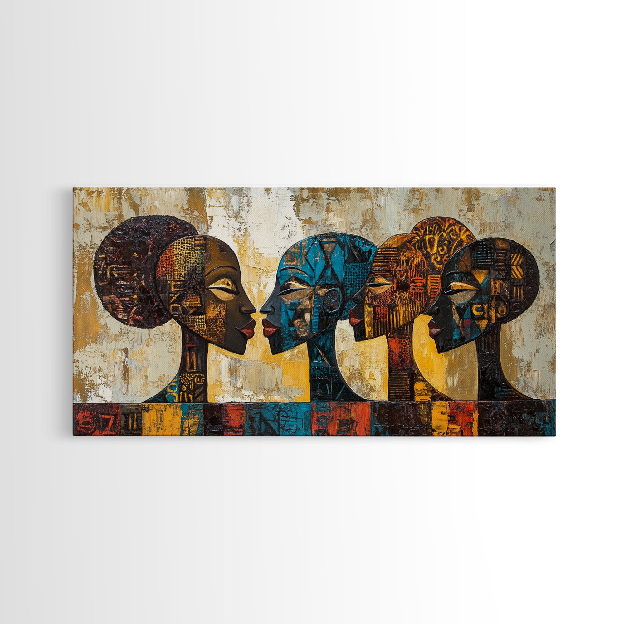 Afrocentric Geometric Art Framed Canvas Print, African Wall Decor, Bol ...