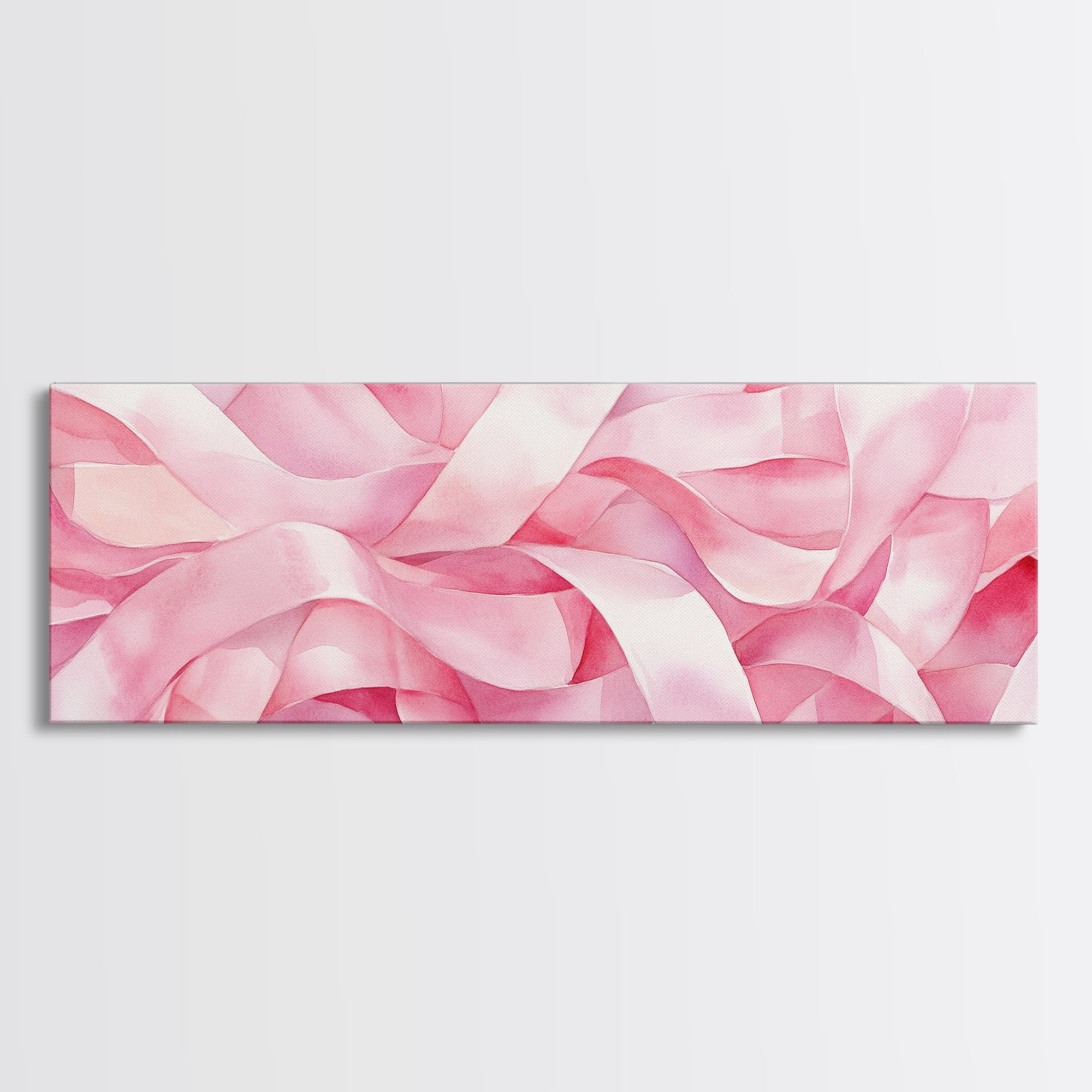 Pink Ribbon Abstract Art Canvas Print Light Pink Wall Art Minimalist A ...