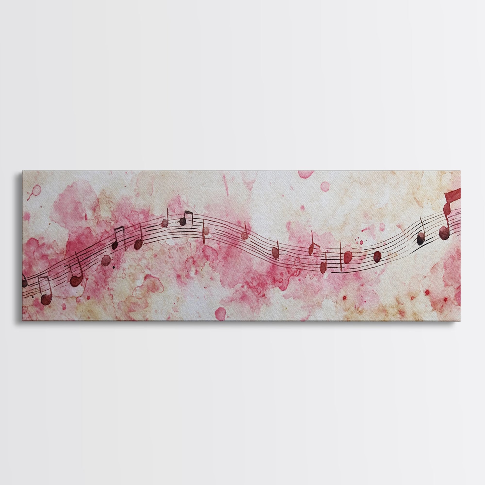 Pink Musical Notes Canvas Print, Rustic Abstract Artwork for Living Ro ...