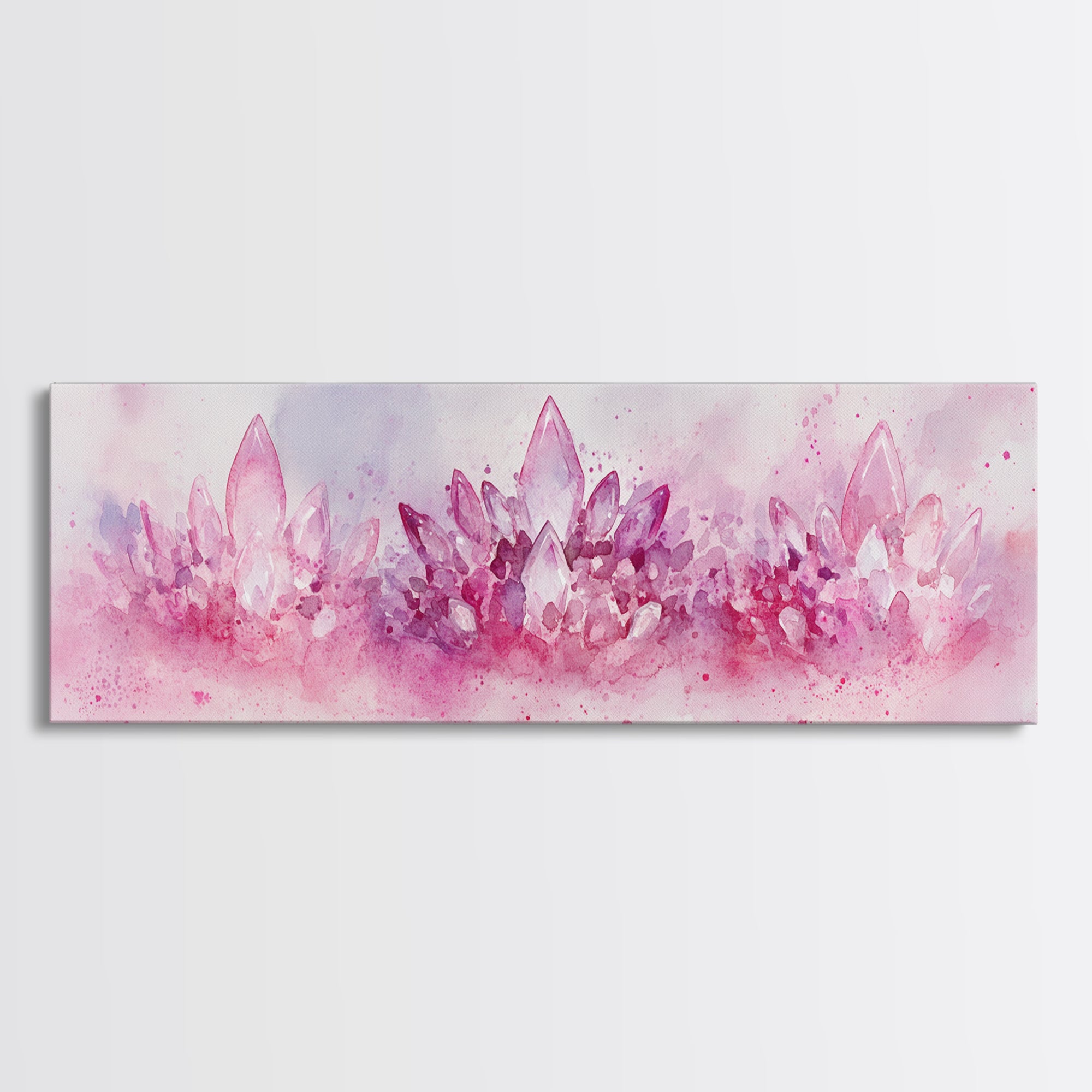 Gemstone Watercolor Canvas Print Crystal Pink Abstract Art Sacred Geom ...