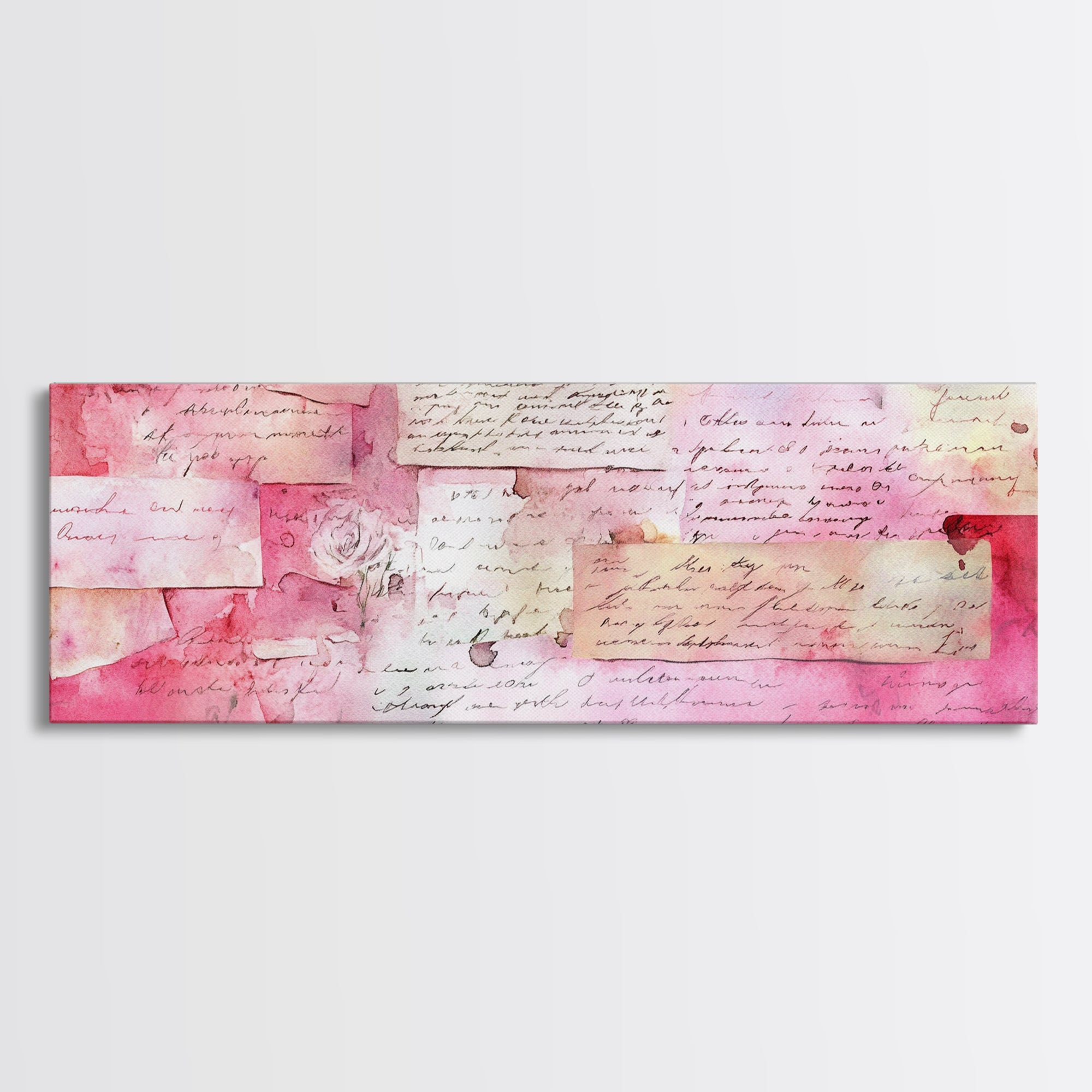 Vintage Letter Collage Canvas Print Feminine Pink Abstract Art Wabi Sa ...