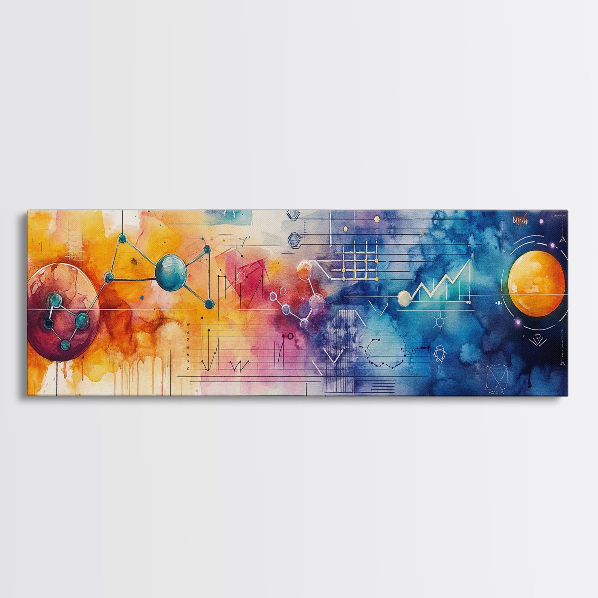 Framed Canvas Print of Cosmic Science Art with Space Diagrams, Therapy ...