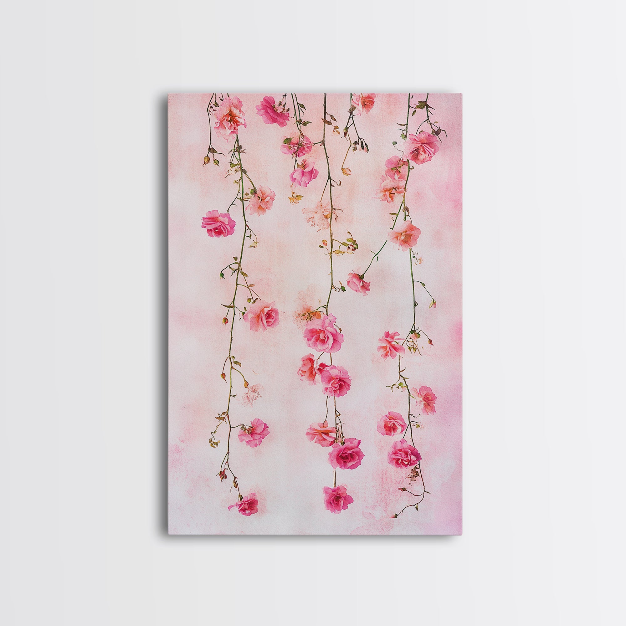 Hanging Roses Canvas Print Floral Wildflower Painting Chinoiserie Insp ...
