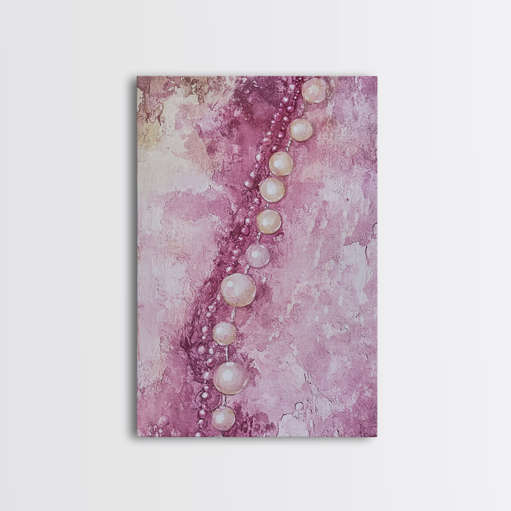 Pearlescent Beads Abstract Canvas Print Light Pink Wall Art Vertical A ...
