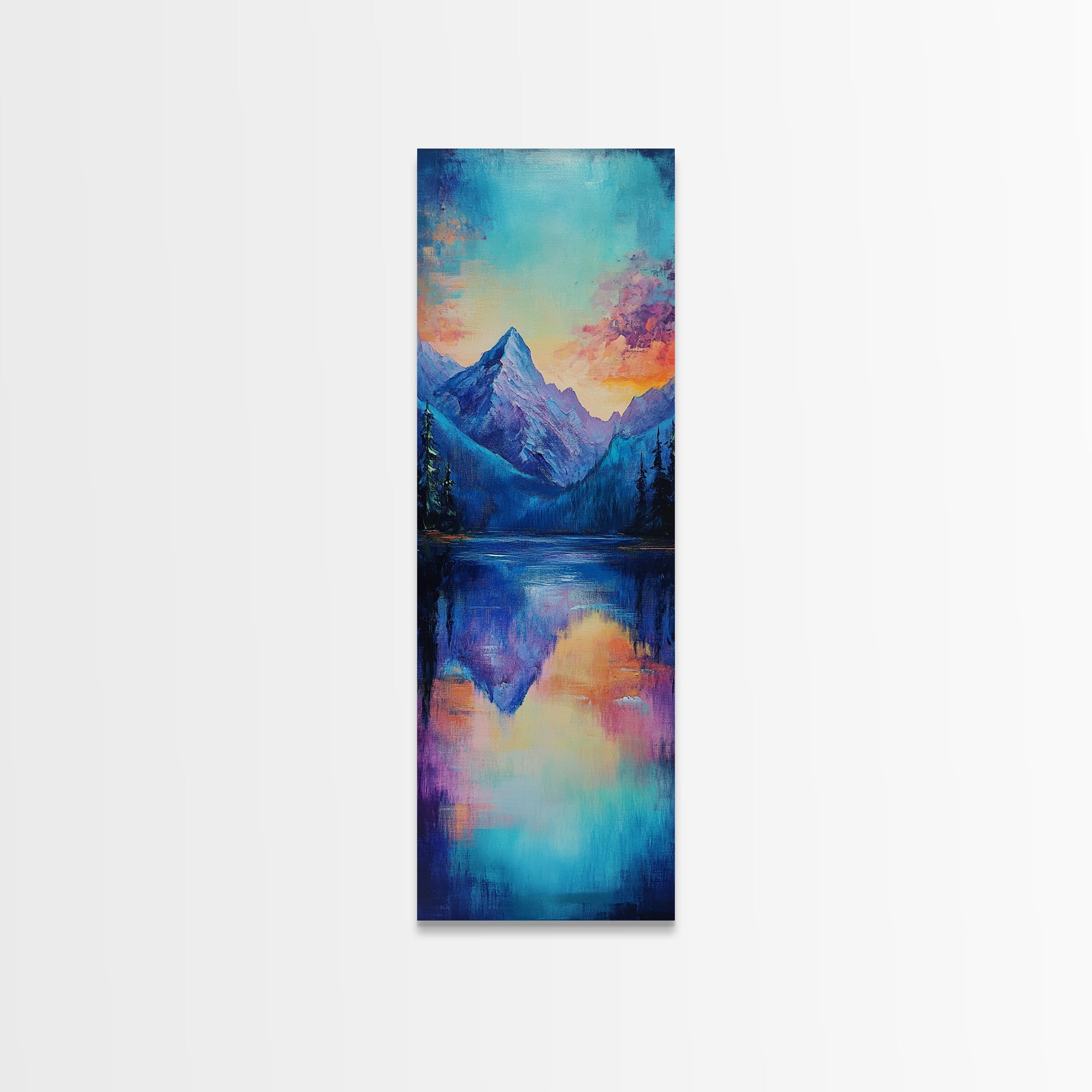 Mountain Reflection, landscape painting, lake Tahoe art, moody art, be ...