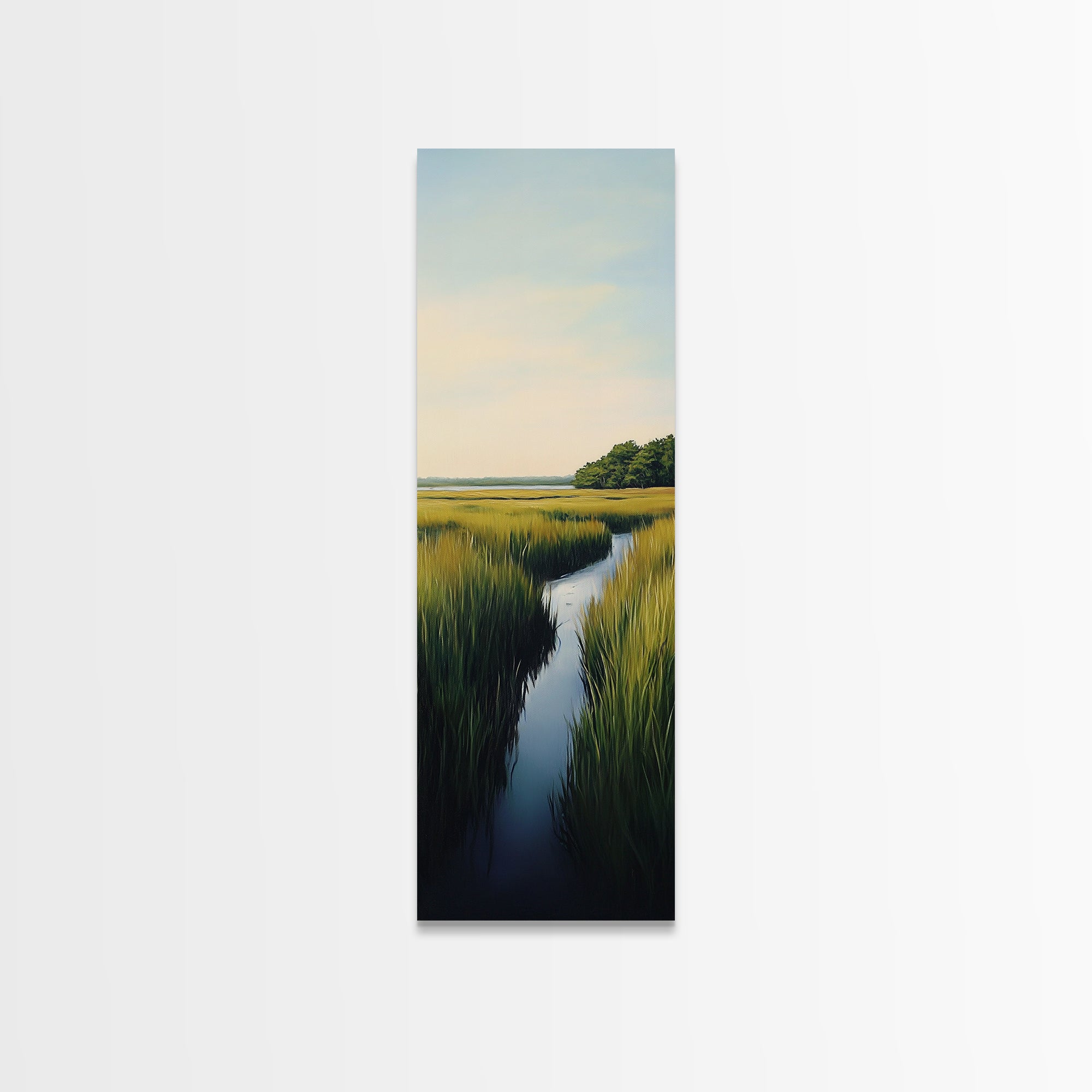 Marsh landscape, marsh painting, coastal decor, framed canvas print, e ...
