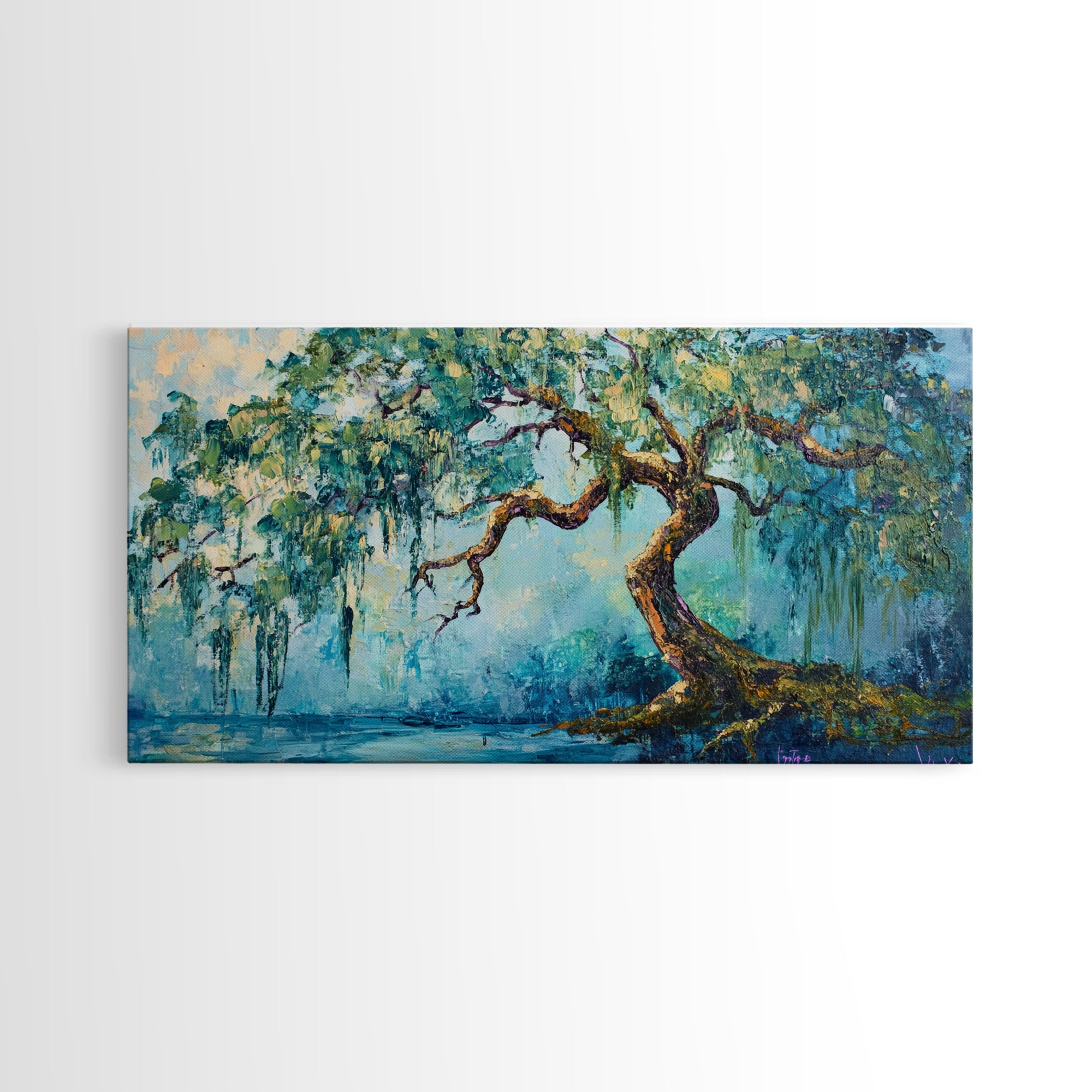 Ancient Oak, oak tree art, framed canvas print, vintage horse art, rus ...