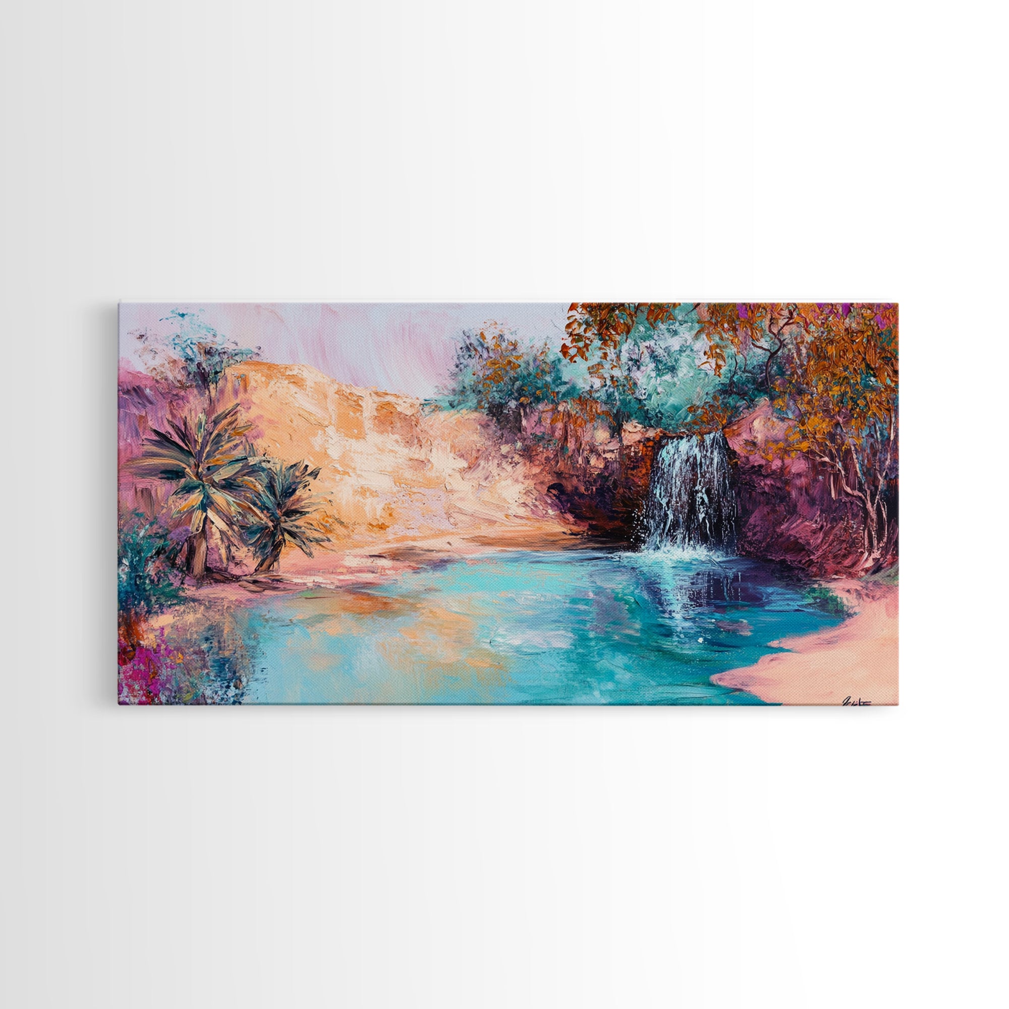Waterfall Painting, Tropical Landscape Art, Cottagecore Wall Art, Wabi ...