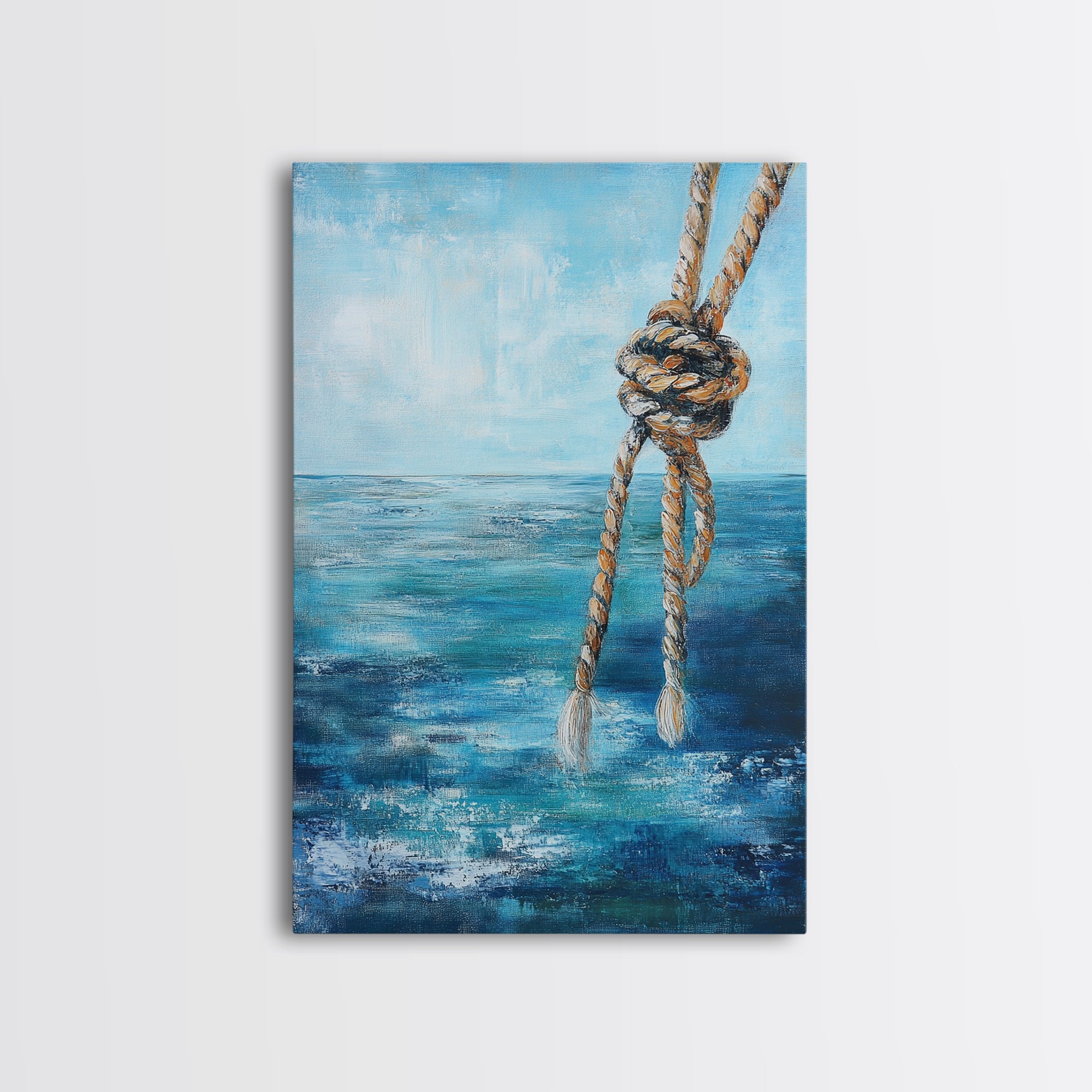 Nautical Rope Art, Coastal Decor, Ocean Inspired Painting, Maritime Wa ...