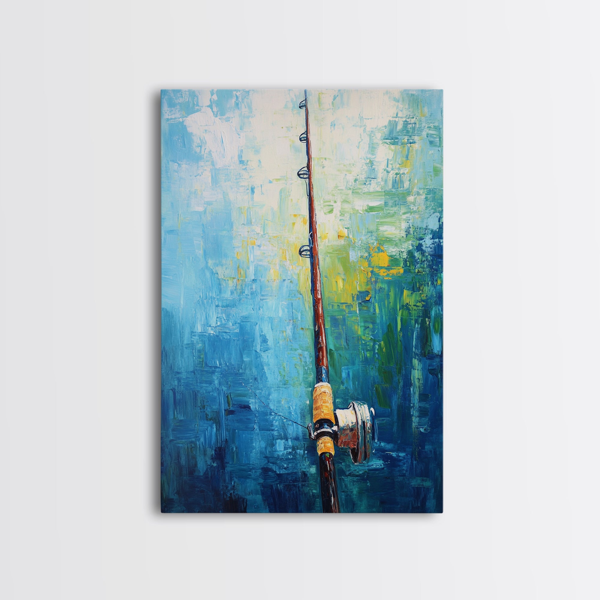Fishing Rod Painting, Fly Fishing Art, Nautical Wall Art, Outdoor Enth ...