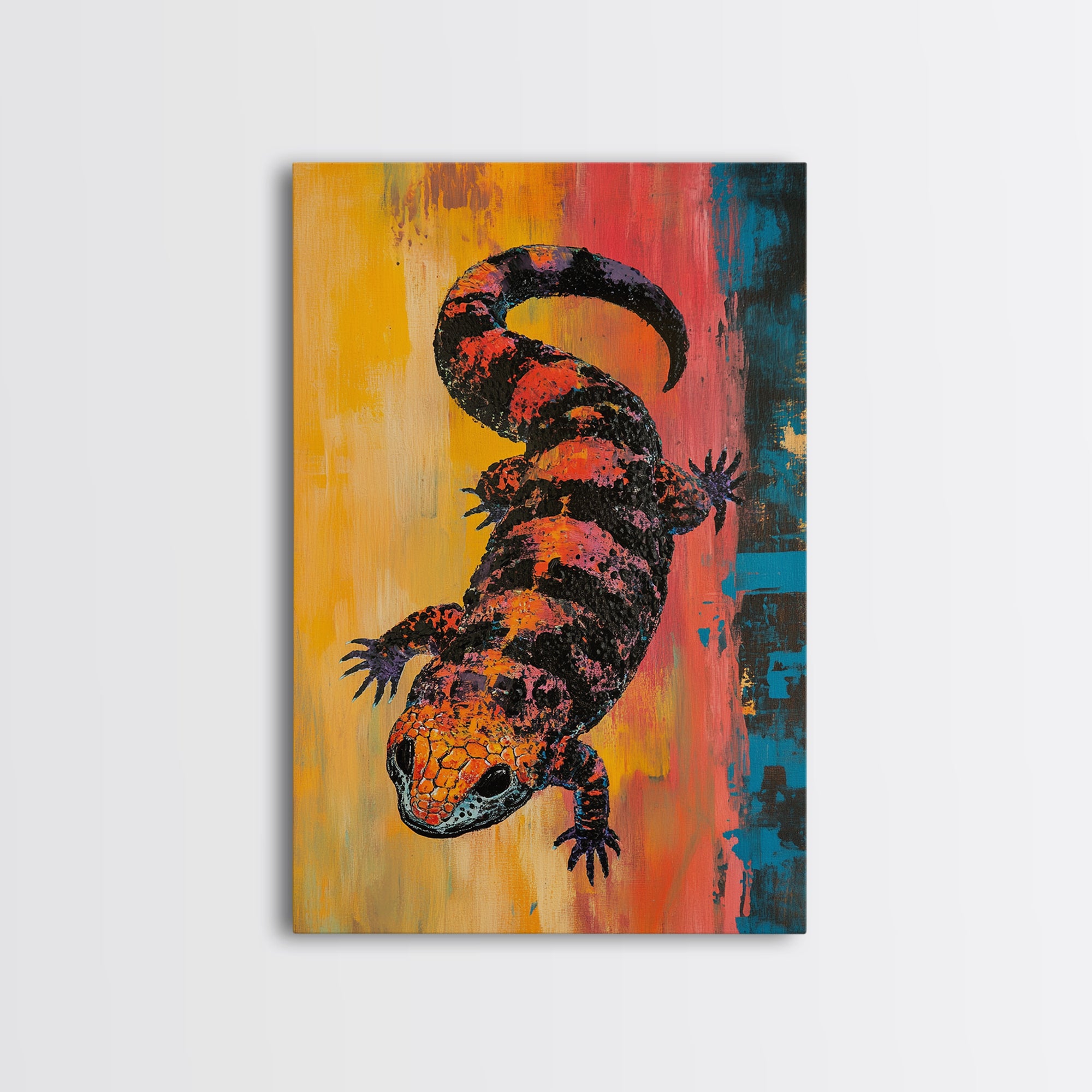 Colorful Lizard Art, wildlife painting, leopard wall art, whimsical ar ...