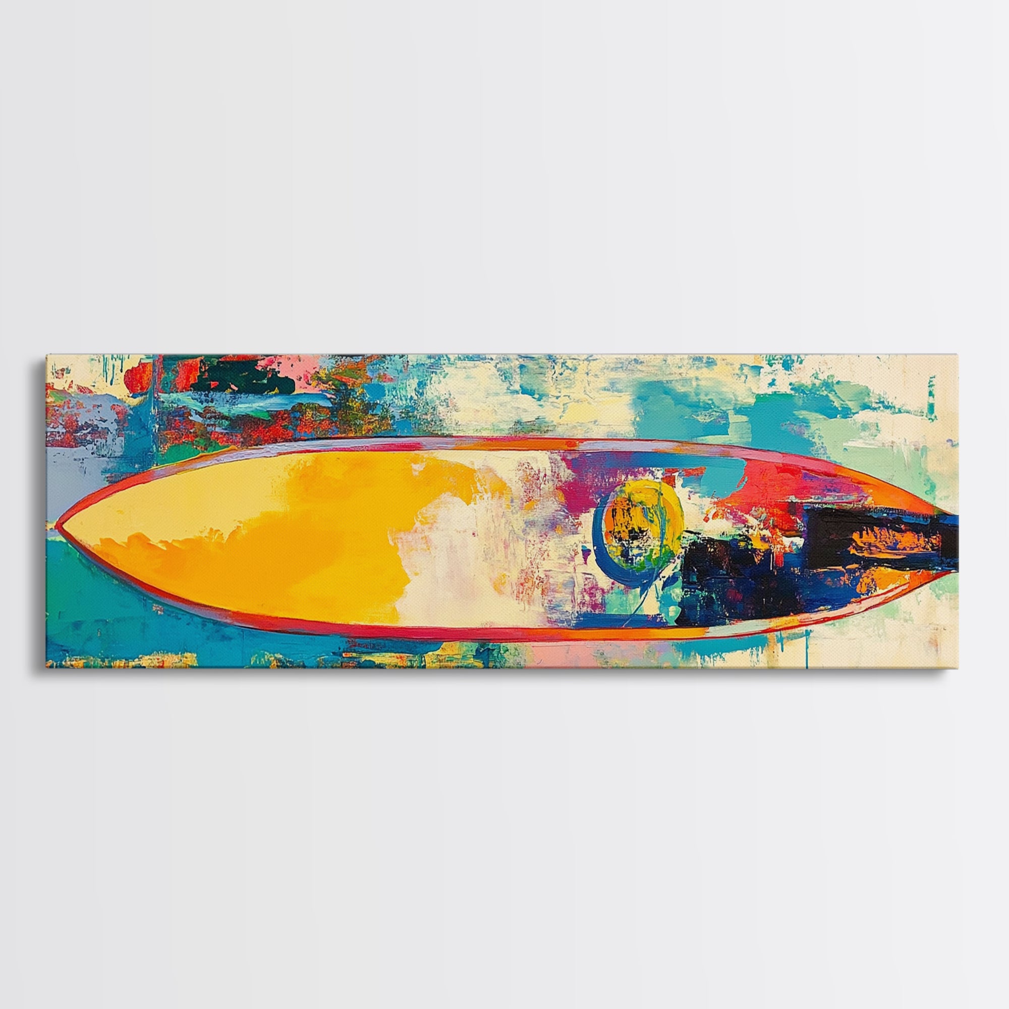 Abstract Surfboard Framed Canvas Print Coastal Beach House Wall Art, V ...