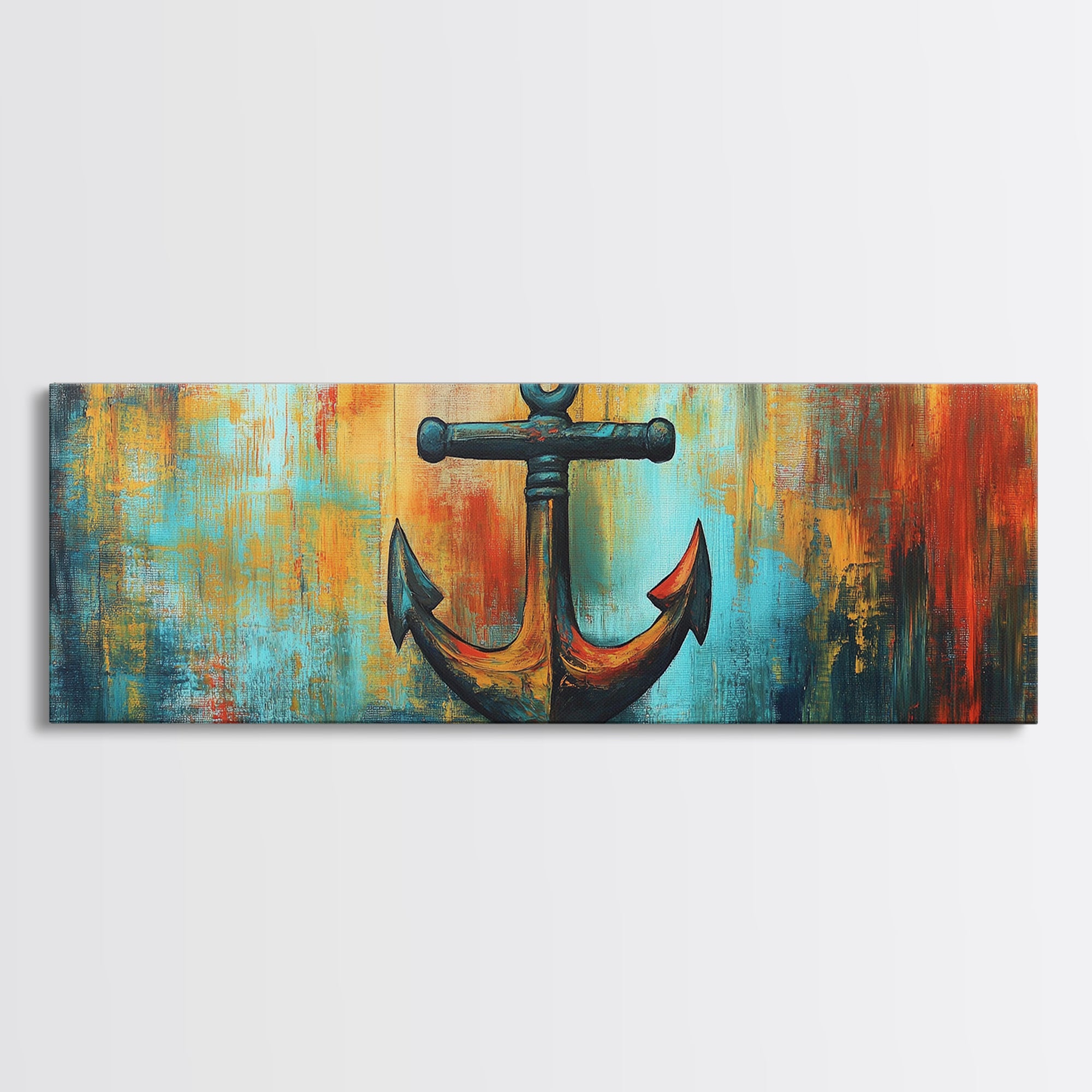 Nautical Anchor Painting, Rustic Ocean Decor, Coastal Wall Art, Vintag ...