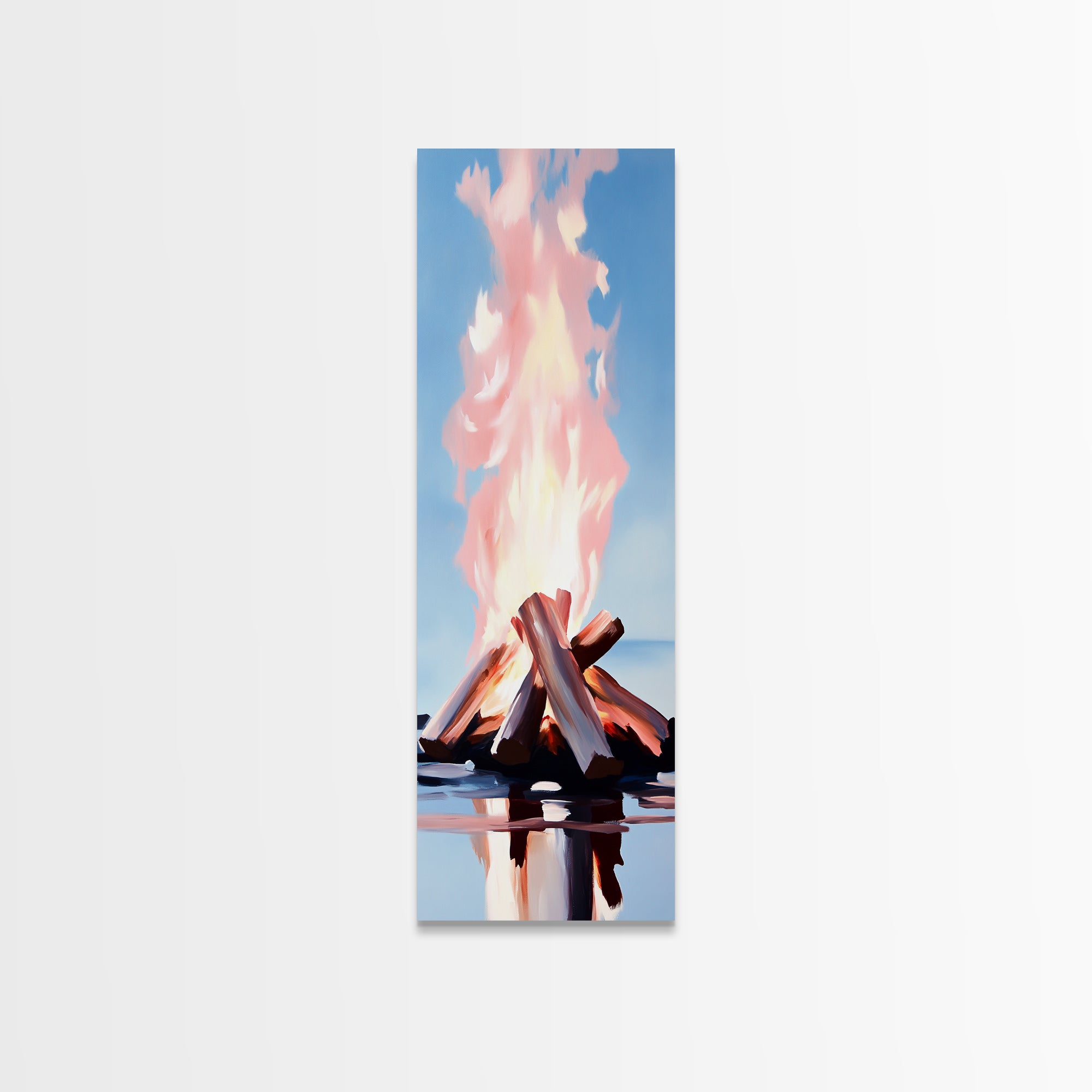 Coastal Bonfire, modern boho wall art, summer night painting, abstract ...