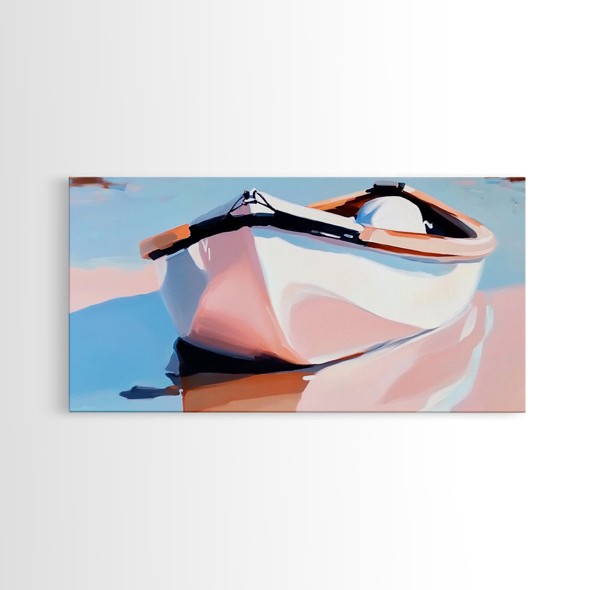 Rowboat Reflection, Lake Art, Nautical Wall Decor, Canvas Print, Coast ...