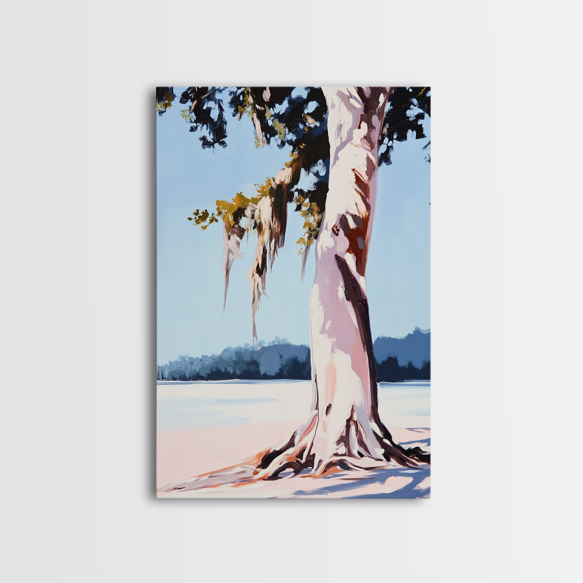 Rustic Tree Painting, Nature Wall Art, Moody Landscape, Framed Canvas ...