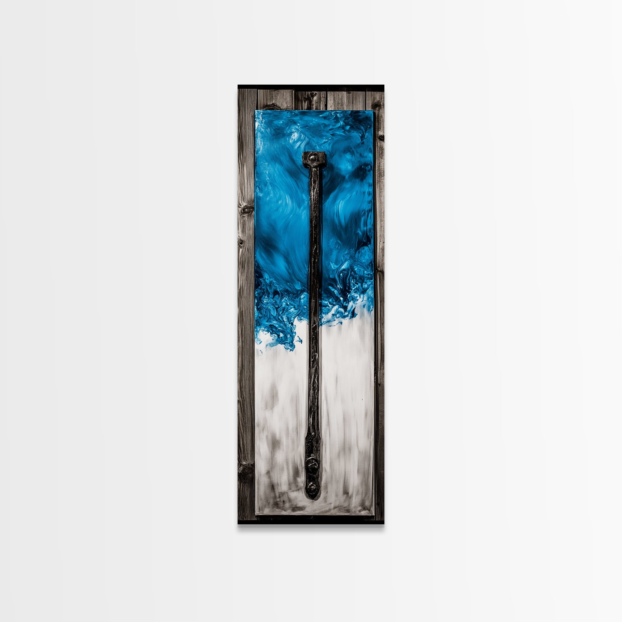 Abstract Metal Art, Modern Industrial Design, Blue and White Wall Deco ...
