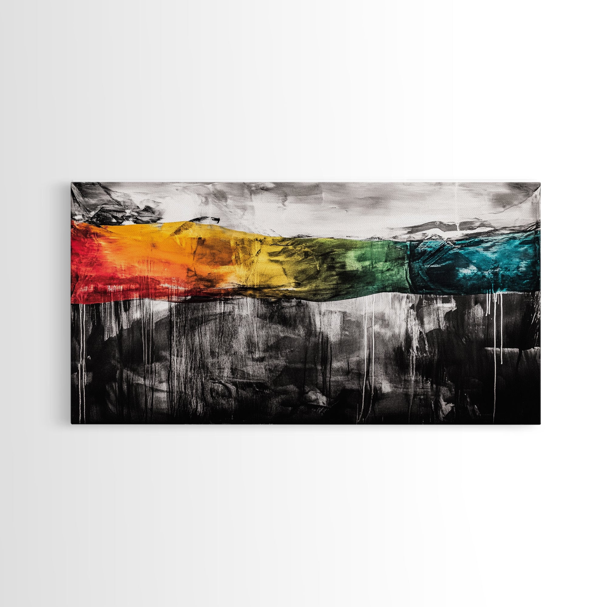 Abstract Expressionist Art, Dripping Paint Canvas, Minimalist Decor, B ...