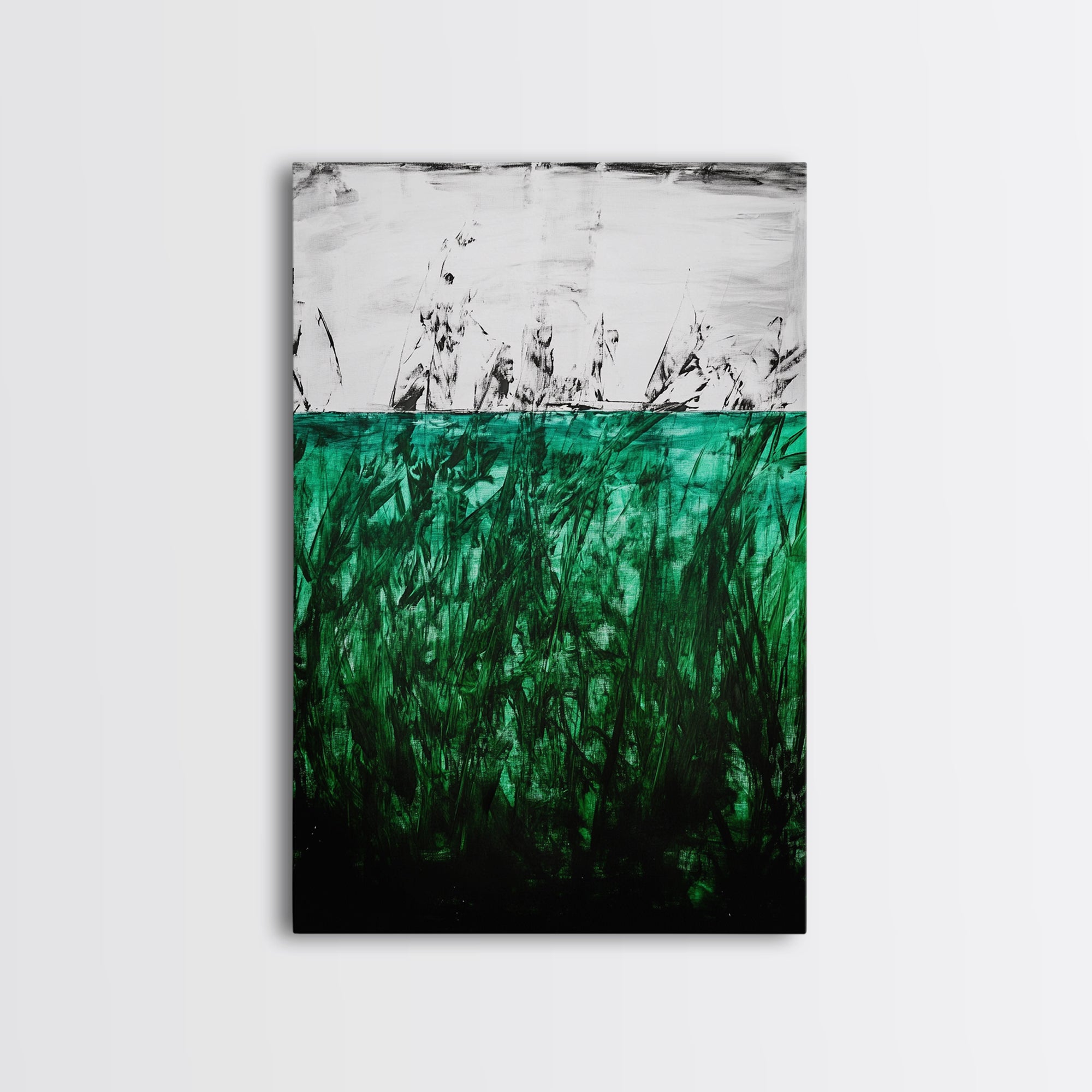 Abstract Grassland, Green Nature Art, Minimalist Botanical Wall Decor ...