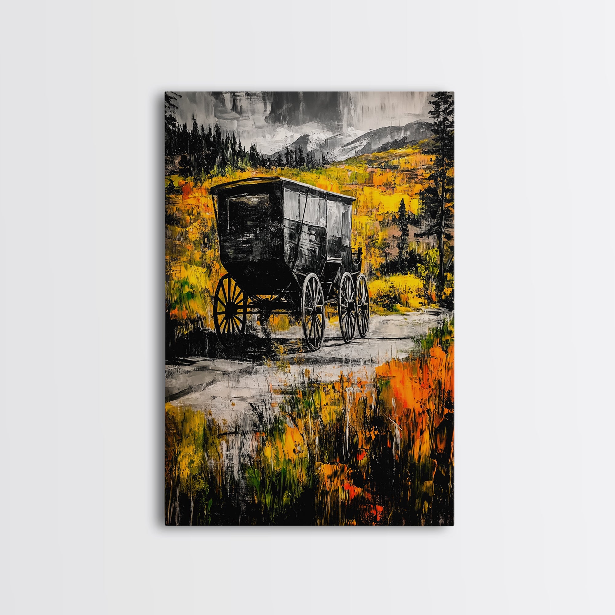 Rustic Carriage, Autumn Landscape, Country Scene, Vintage Painting, We ...
