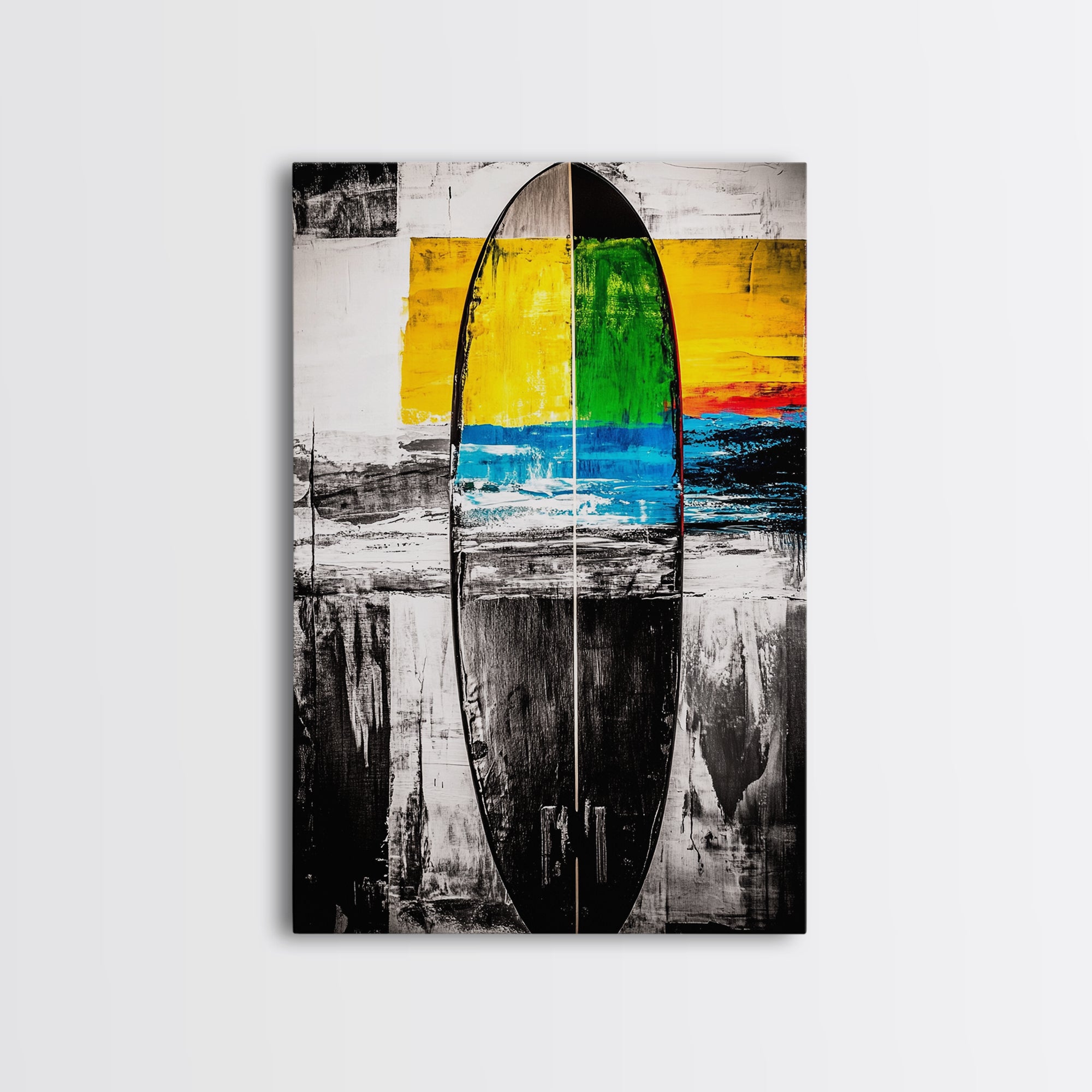 Abstract Surfboard, Colorful Beach Art, Modern Coastal Decor, Surfer G ...