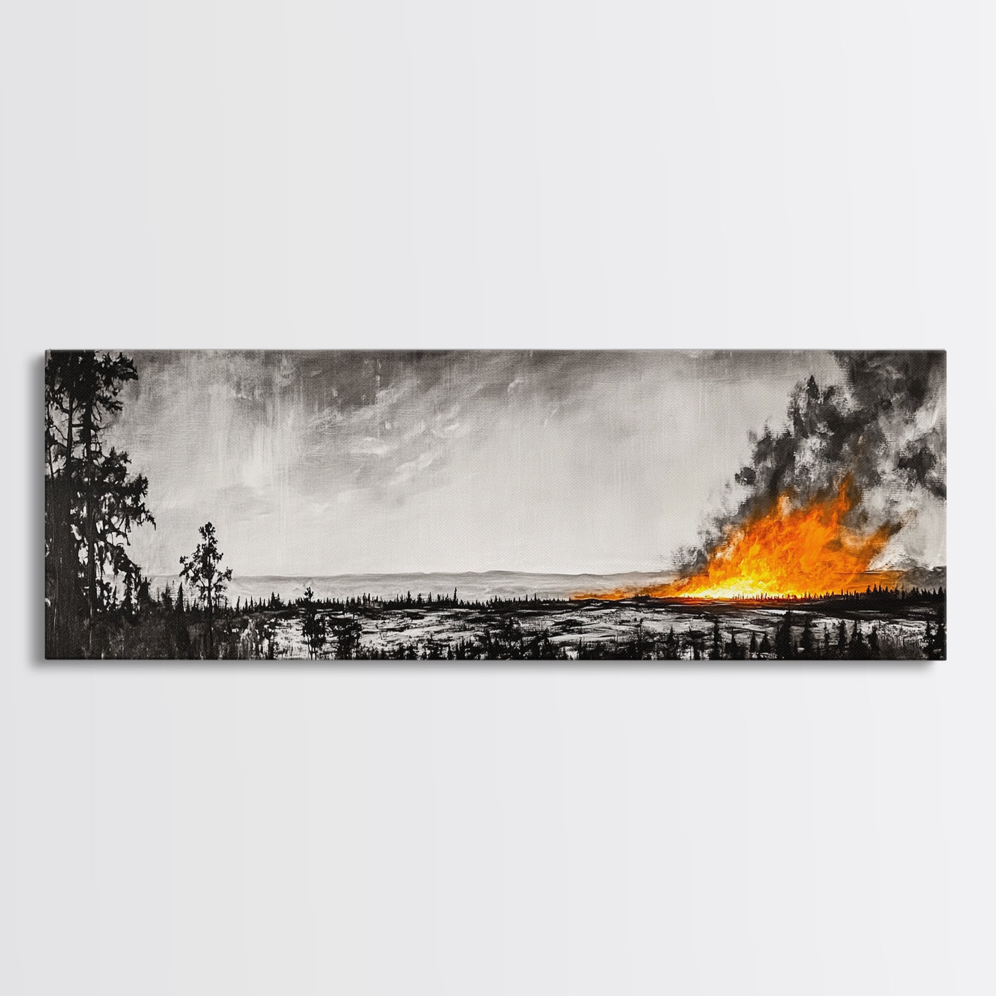 Wildfire Horizon, Dramatic Nature Art, Wilderness Wall Decor, Canvas P ...