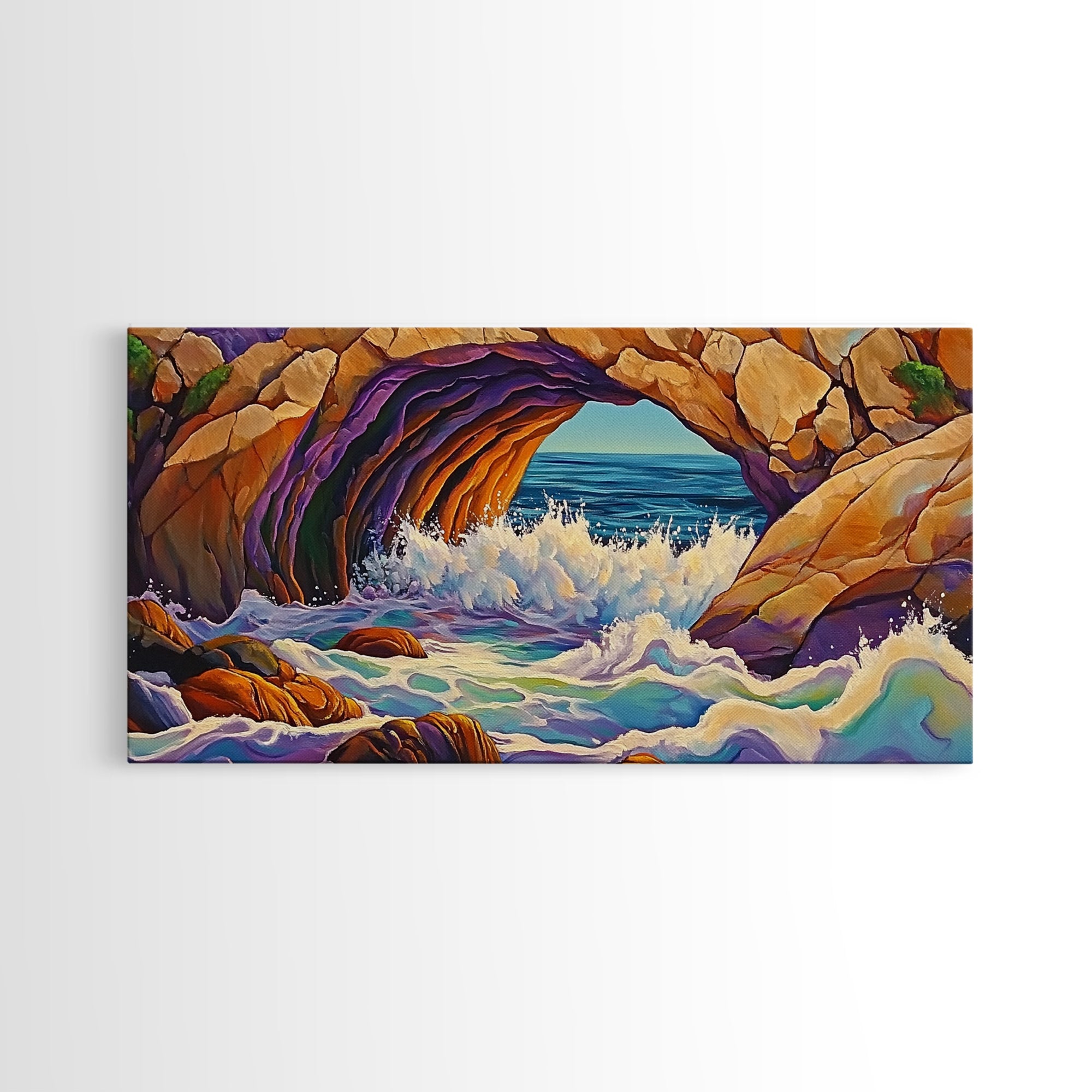 Cave Ocean, Wave, Cliff, Canvas Print, Coastal Nature Art, Bold Seasid ...