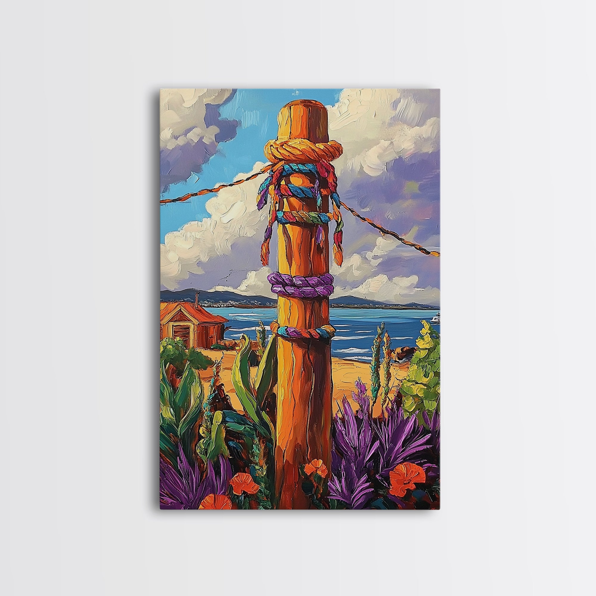 Nautical Post Art, Beach Cottage Vibe, Tropical Garden Scene, Canvas P ...