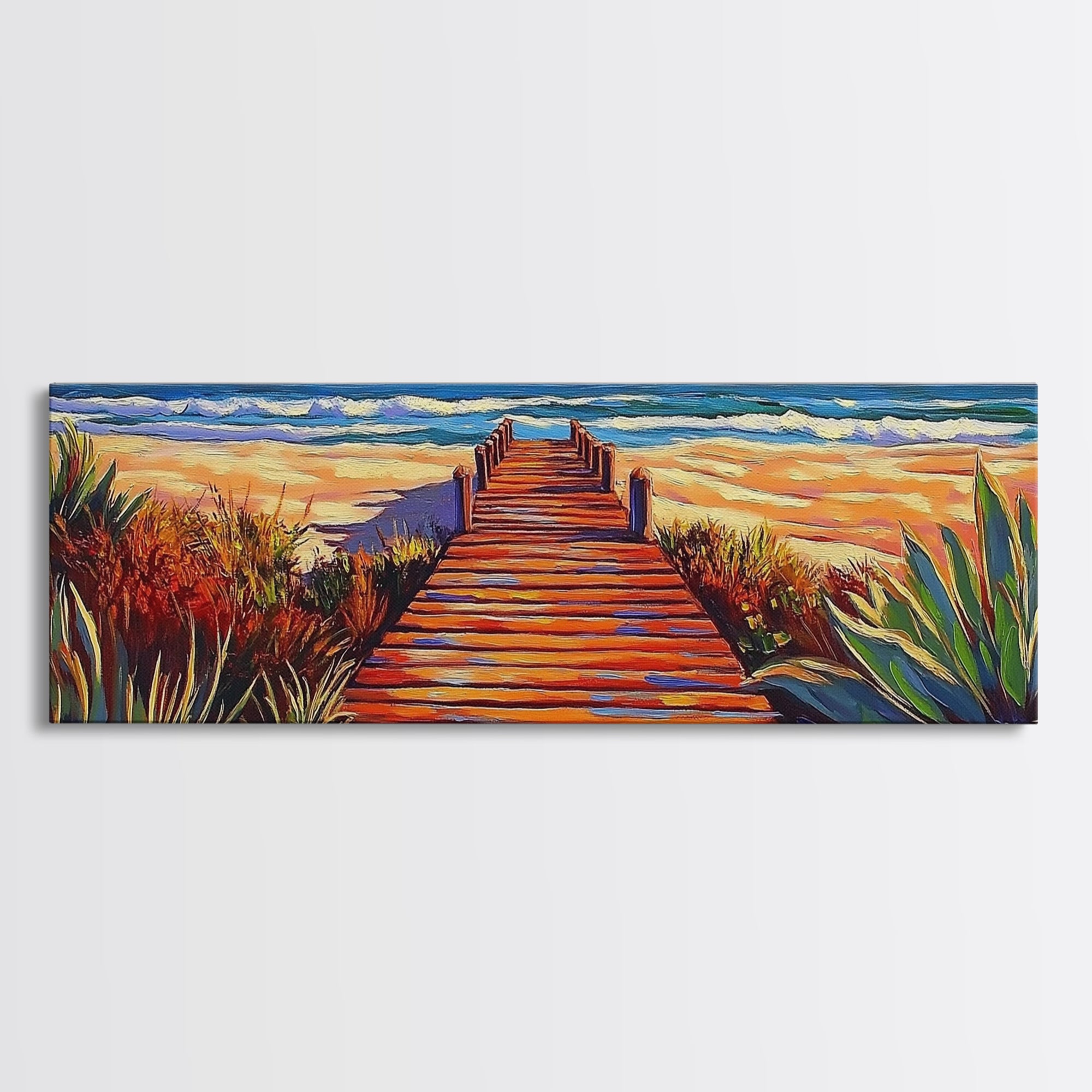 Seaside Path Art, Beach Boardwalk Print, Coastal Nature Scene, Tropica ...