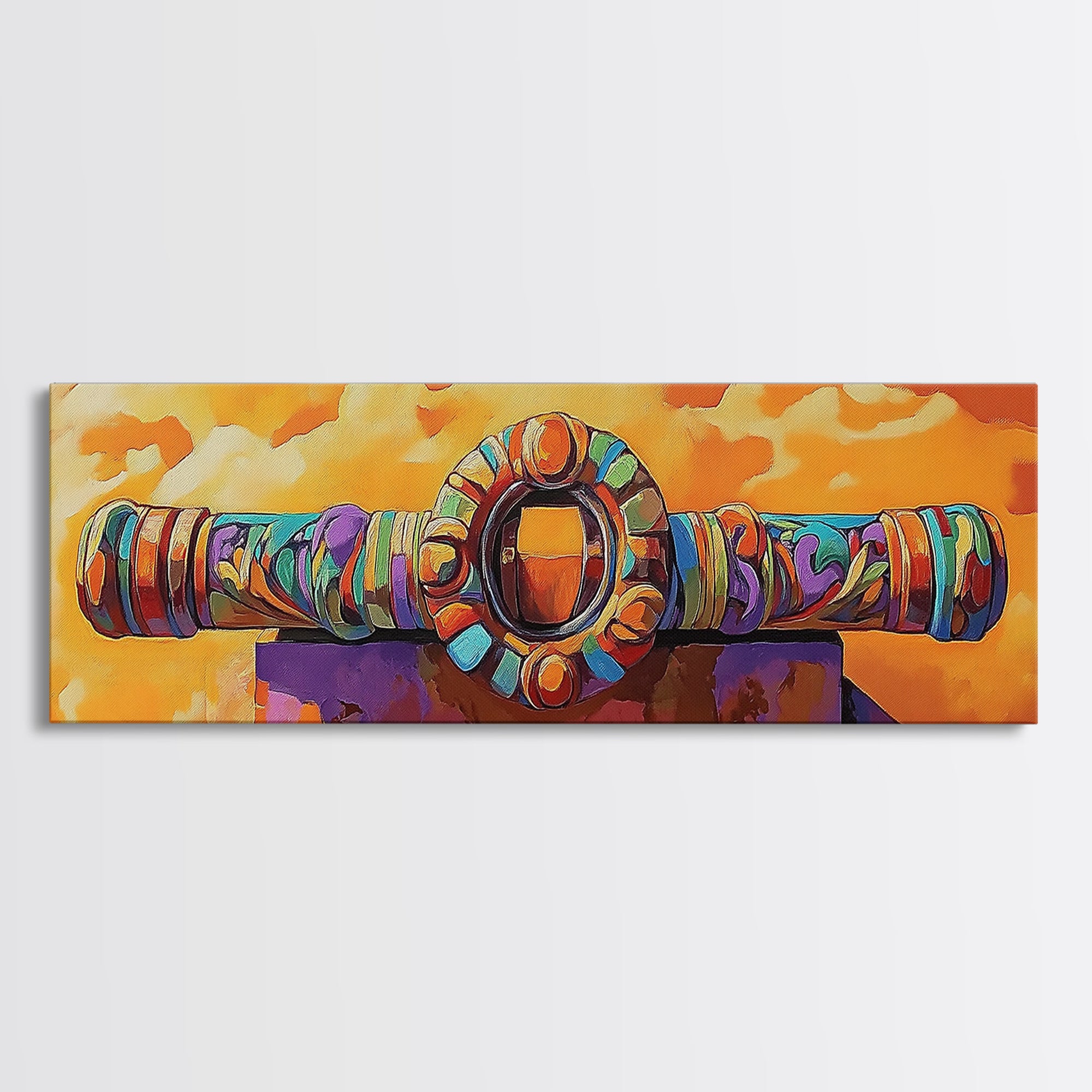 Colorful Cannon Art, Historic Weapon Decor, Abstract Military Wall Art ...