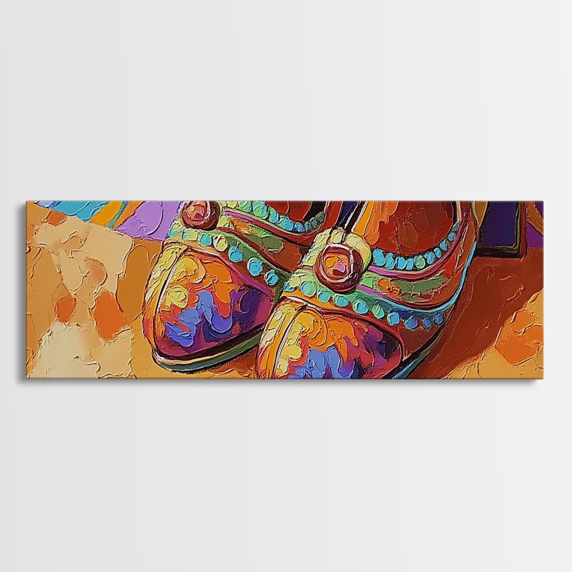 Fiesta Shoes, Mexican Style, Color Pop, Framed Canvas Print, Boho Fash ...
