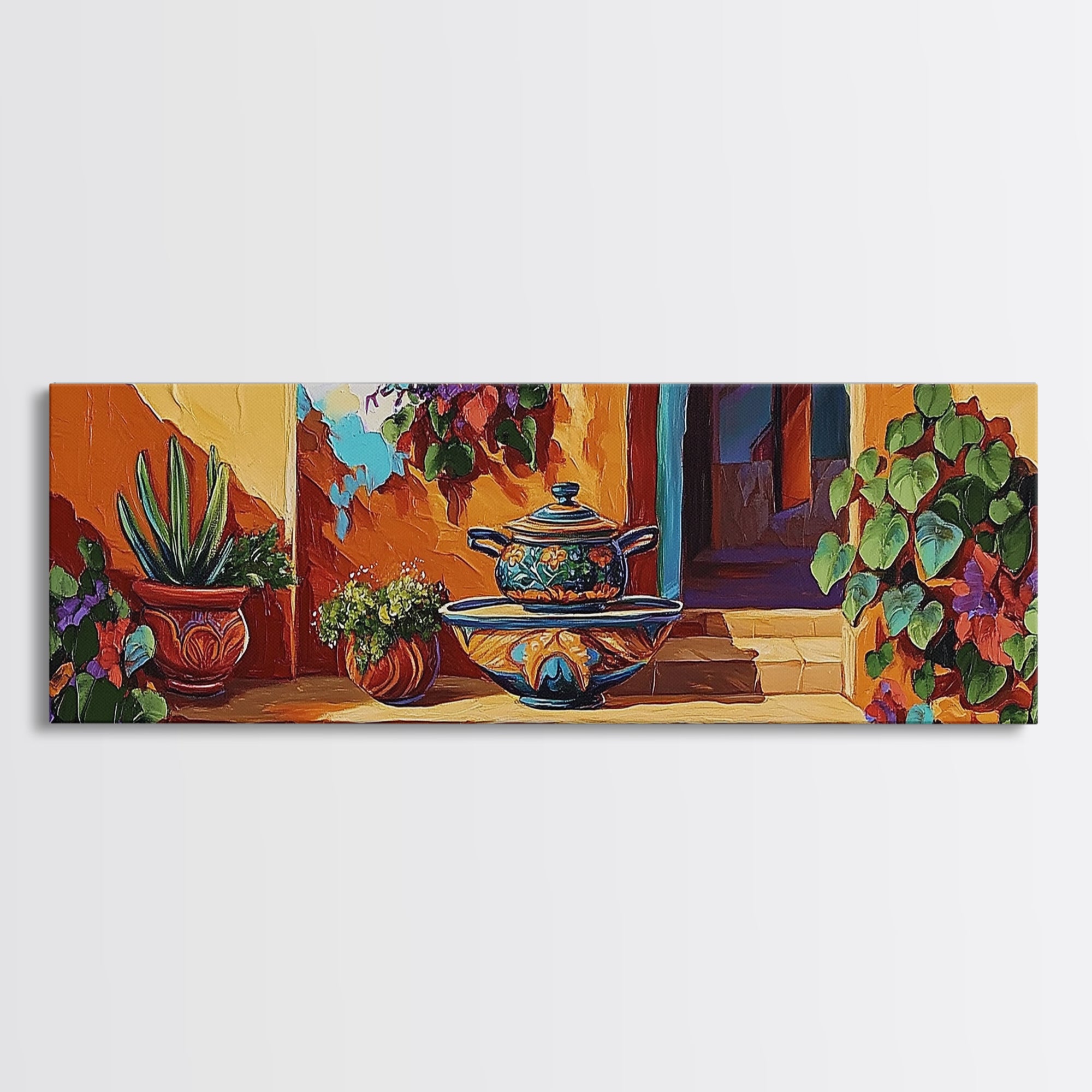 Mexican Pottery, Rustic Charm, Colorful Courtyard, Desert Plants, Fram ...
