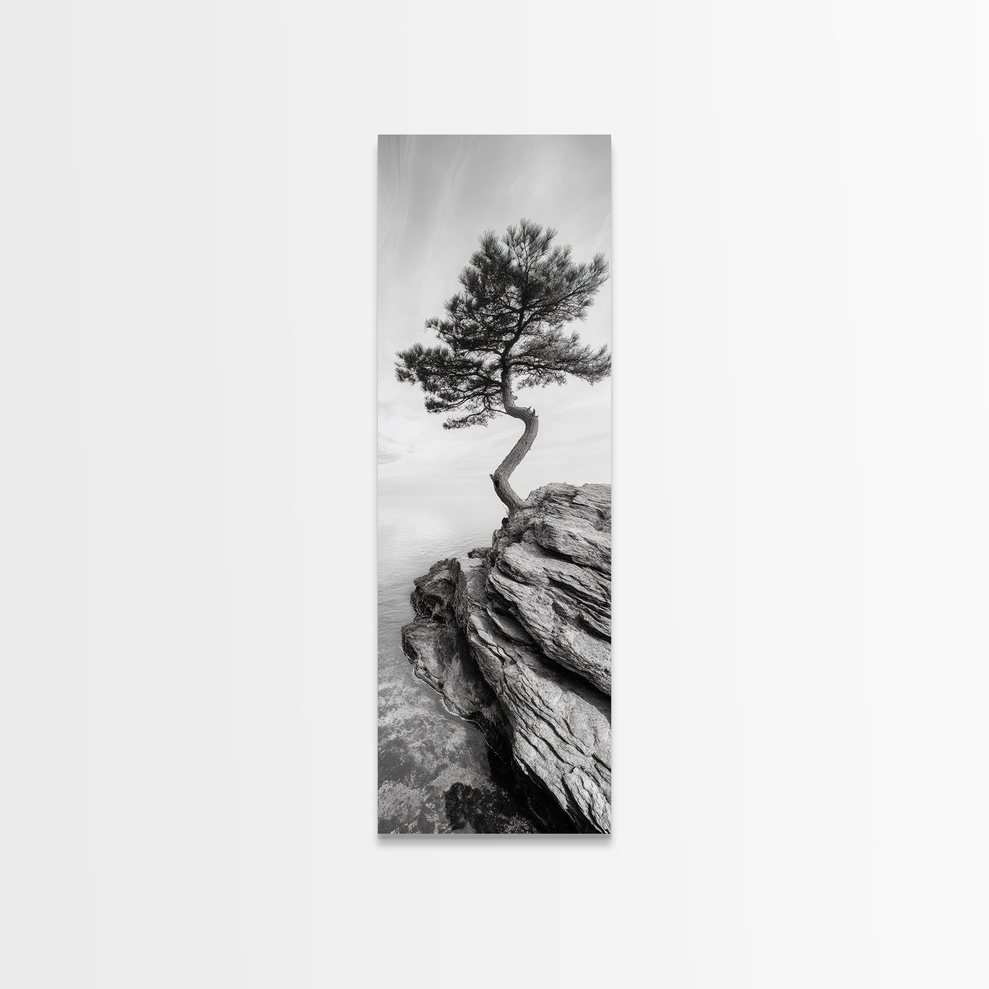 Lone Pine Tree, Minimal Nature, Tranquil Cliff Scene, Zen Forest Print ...