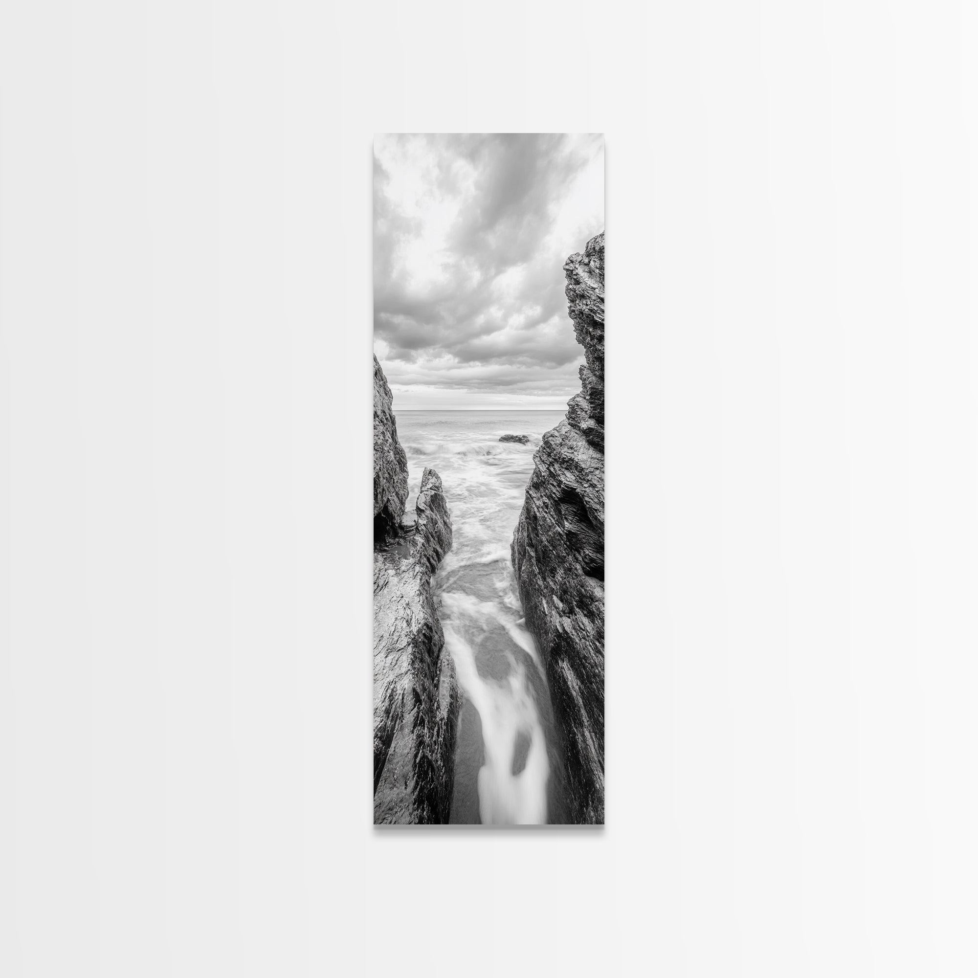 Rocky Sea Gap, Moody Ocean Art, Monochrome Seascape, Minimalist Wall D ...