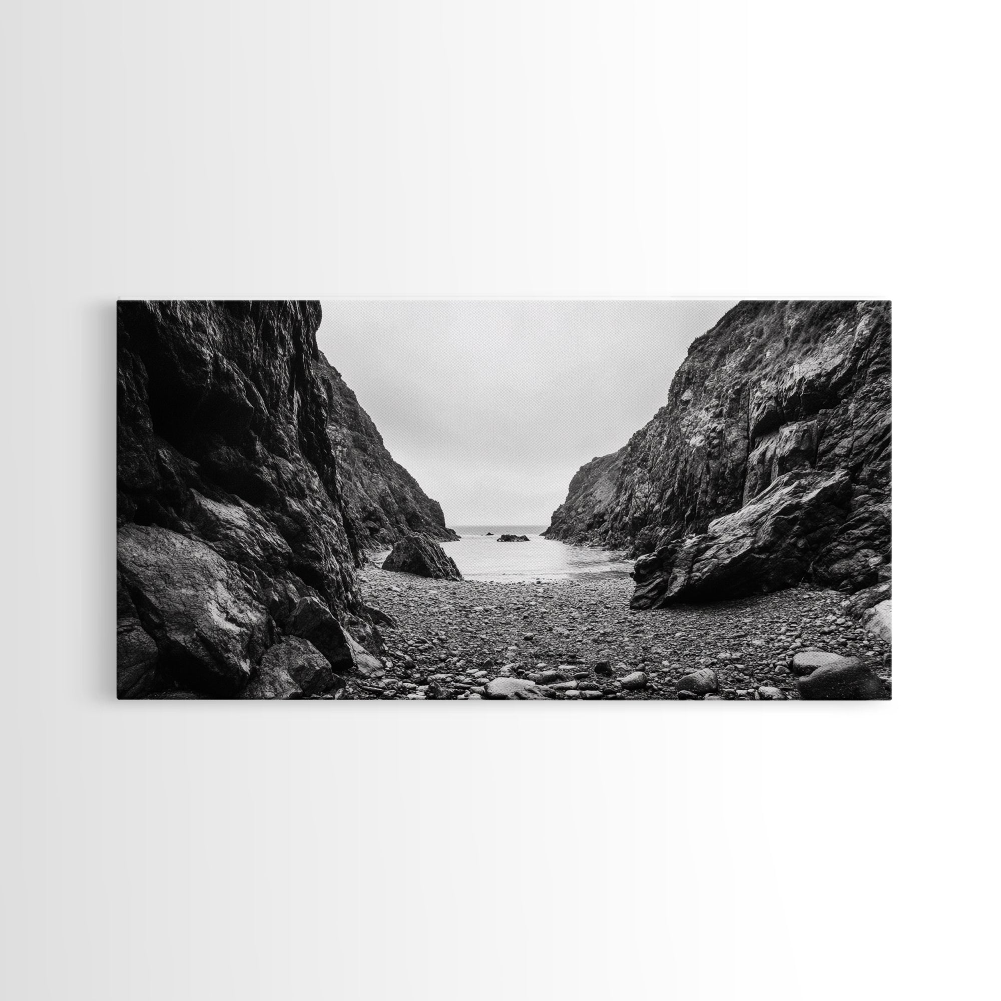 Rocky Cove, Ocean Gap, Cliffside Path, Secluded Coast, Framed Canvas P ...