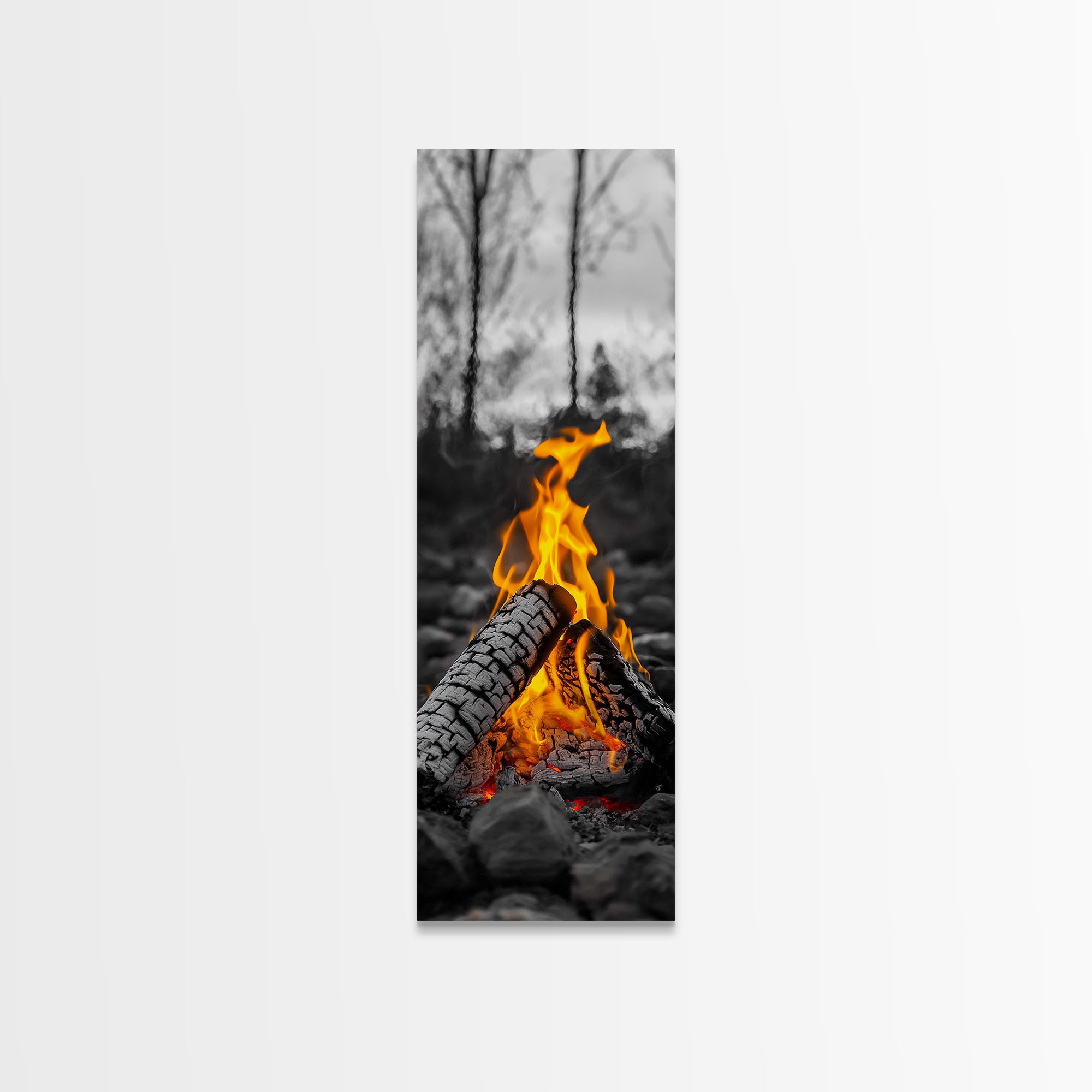Ember Glow, Campfire Evening, Rustic Firelight, Canvas Print, Autumn W ...