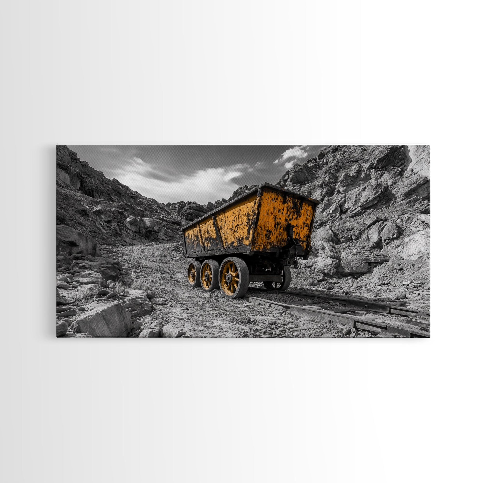 Vintage Mining Cart, Industrial Rustic Decor, Western Adventure Wall A ...