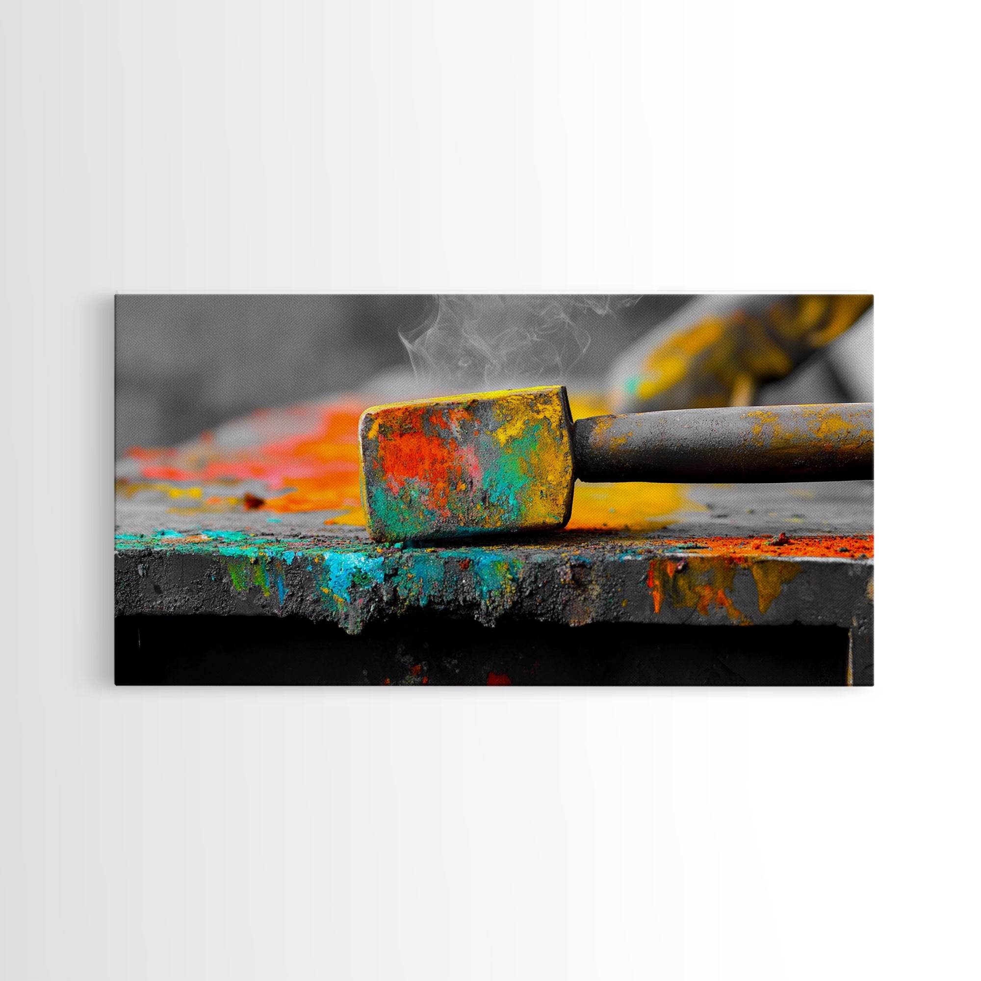 Colorful Hammer Pop, Vibrant Tool Art, Workshop Decor, Abstract Grunge ...