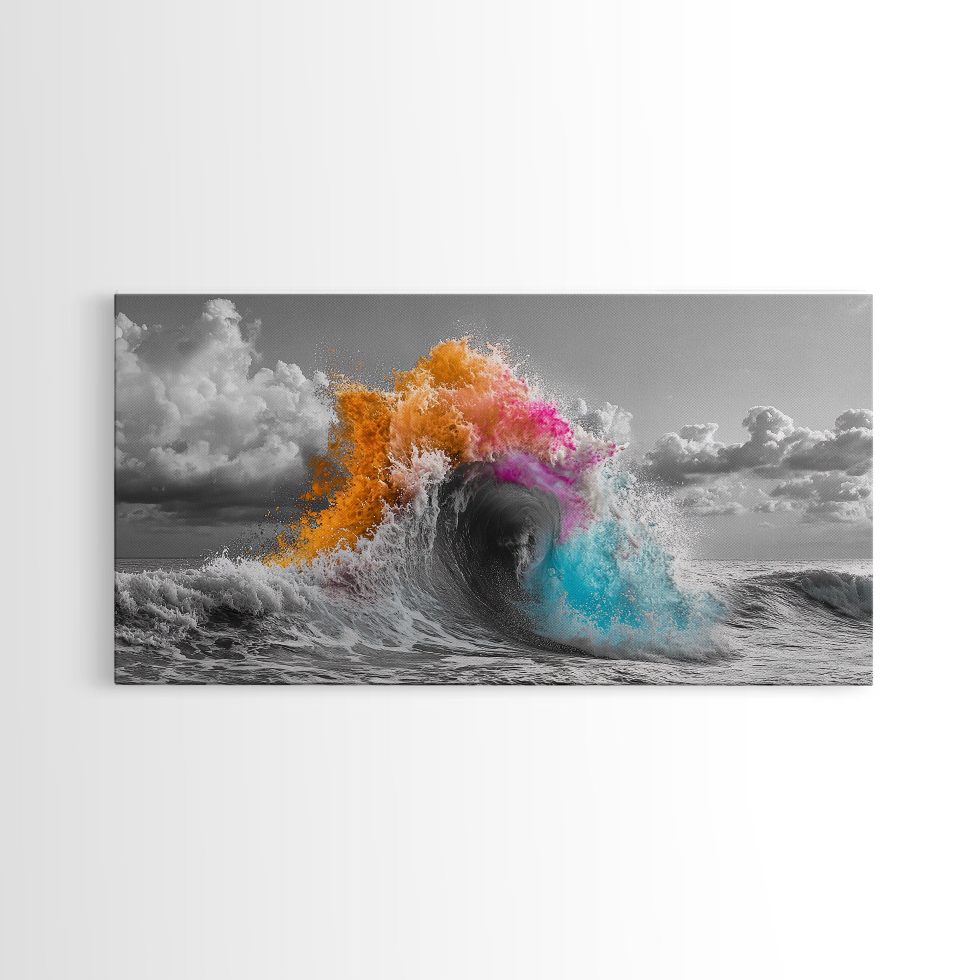 Dynamic Surf Crash, Bold Ocean Energy Art, Color Splash Wave Scene, Fr ...