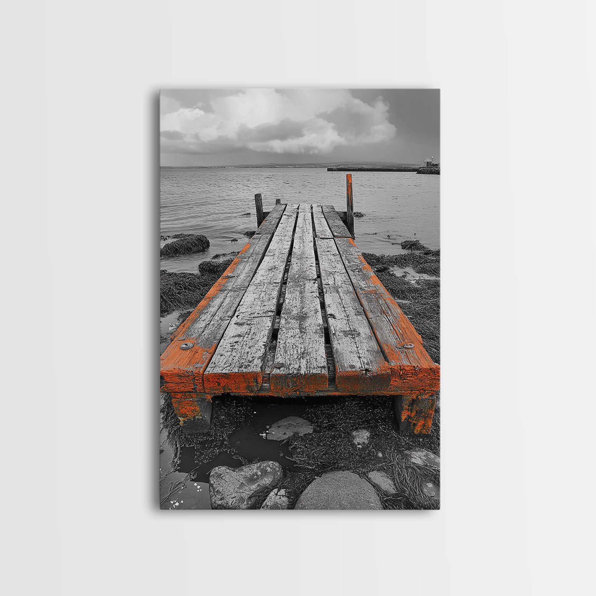 Rustic Dock, Seaside Escape, Coastal Pier, Nautical Wood, Canvas Print ...