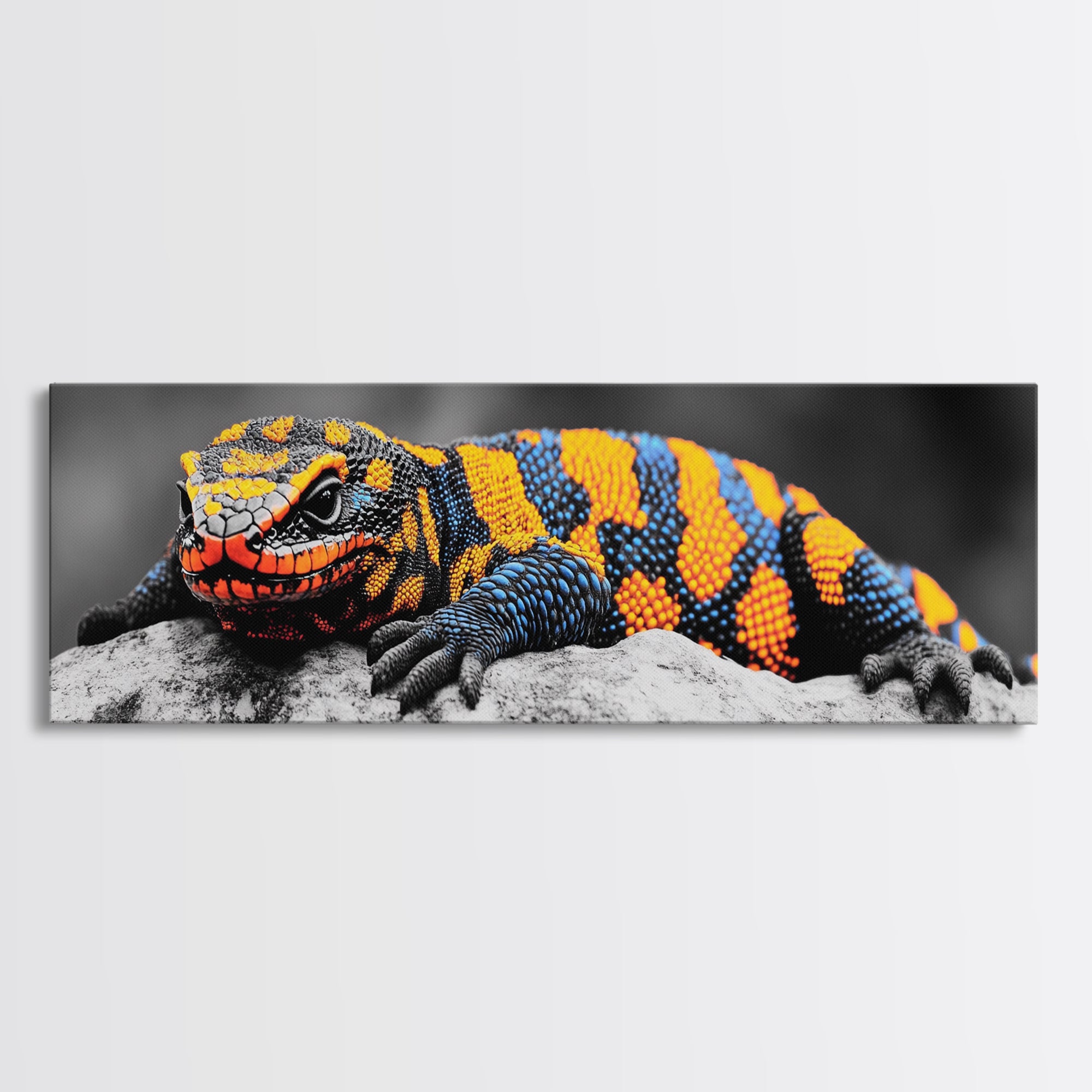 Colorful Lizard Art, Vibrant Reptile Closeup, Wildlife Macro, Canvas P ...
