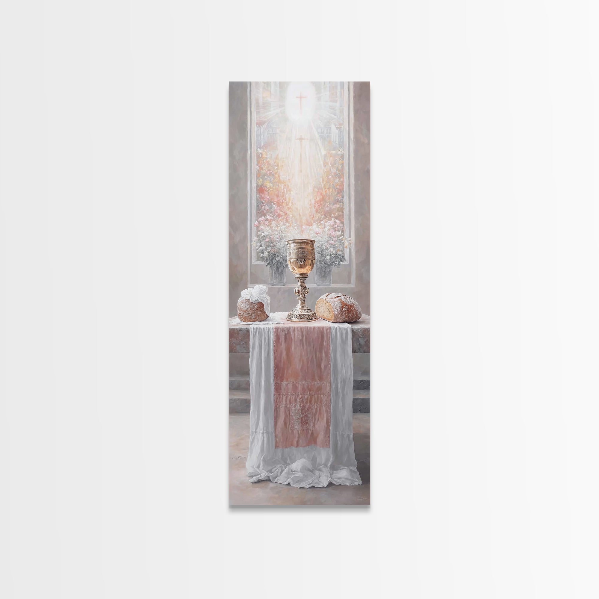 Radiant Communion Blessing - Framed Canvas Print - Tall Skinny Art Pri ...