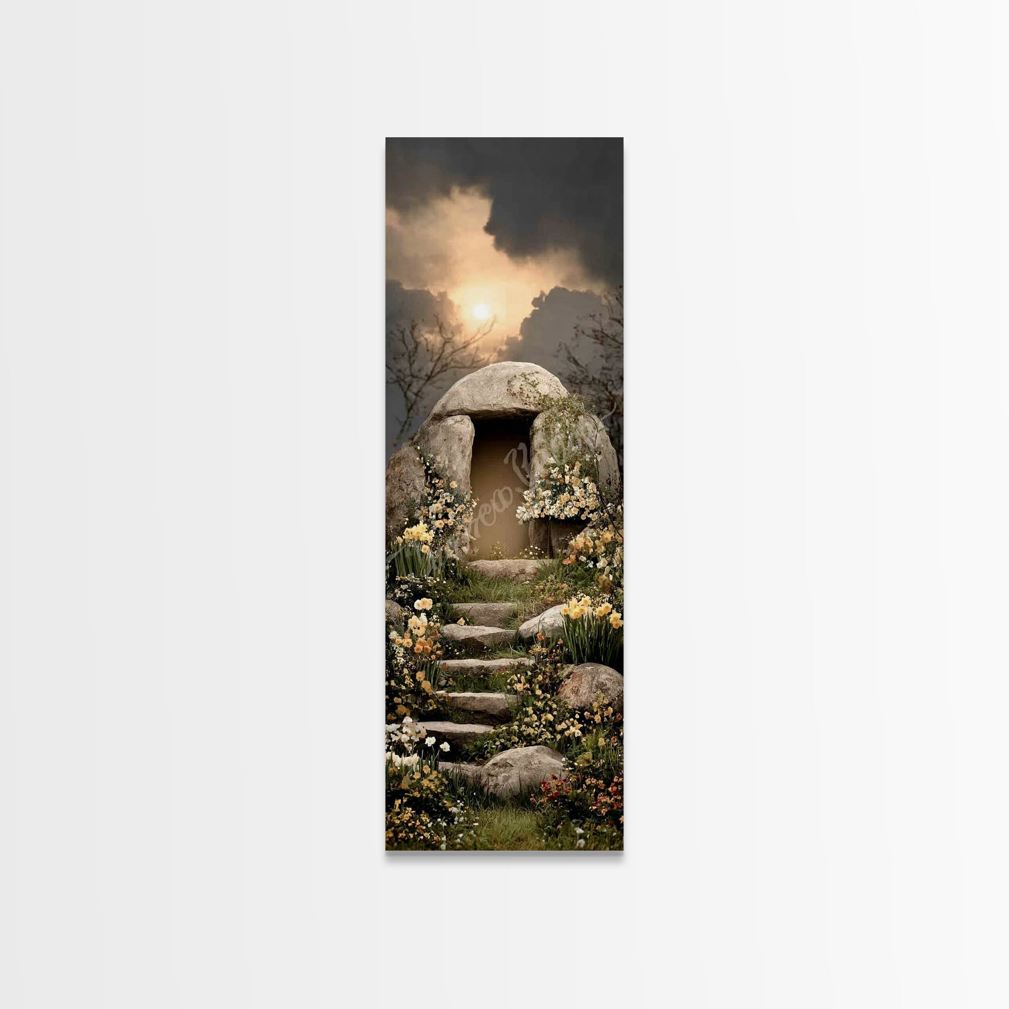 Sunset Tomb Grace – Framed Canvas Print – Jesus Painting – Christian W ...