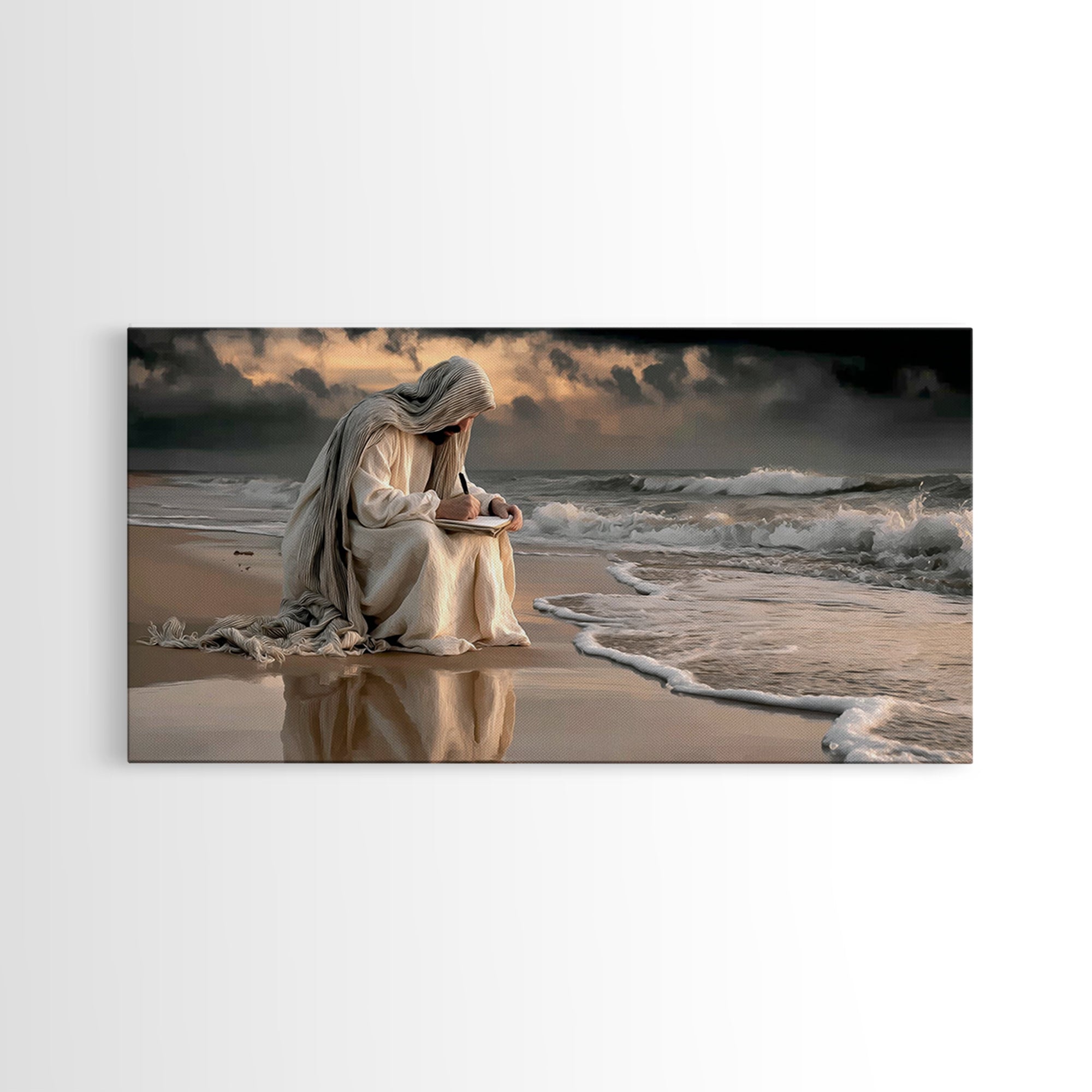 Shoreline Grace – Framed Canvas Print – Christian Wall Art – Jesus Pai ...