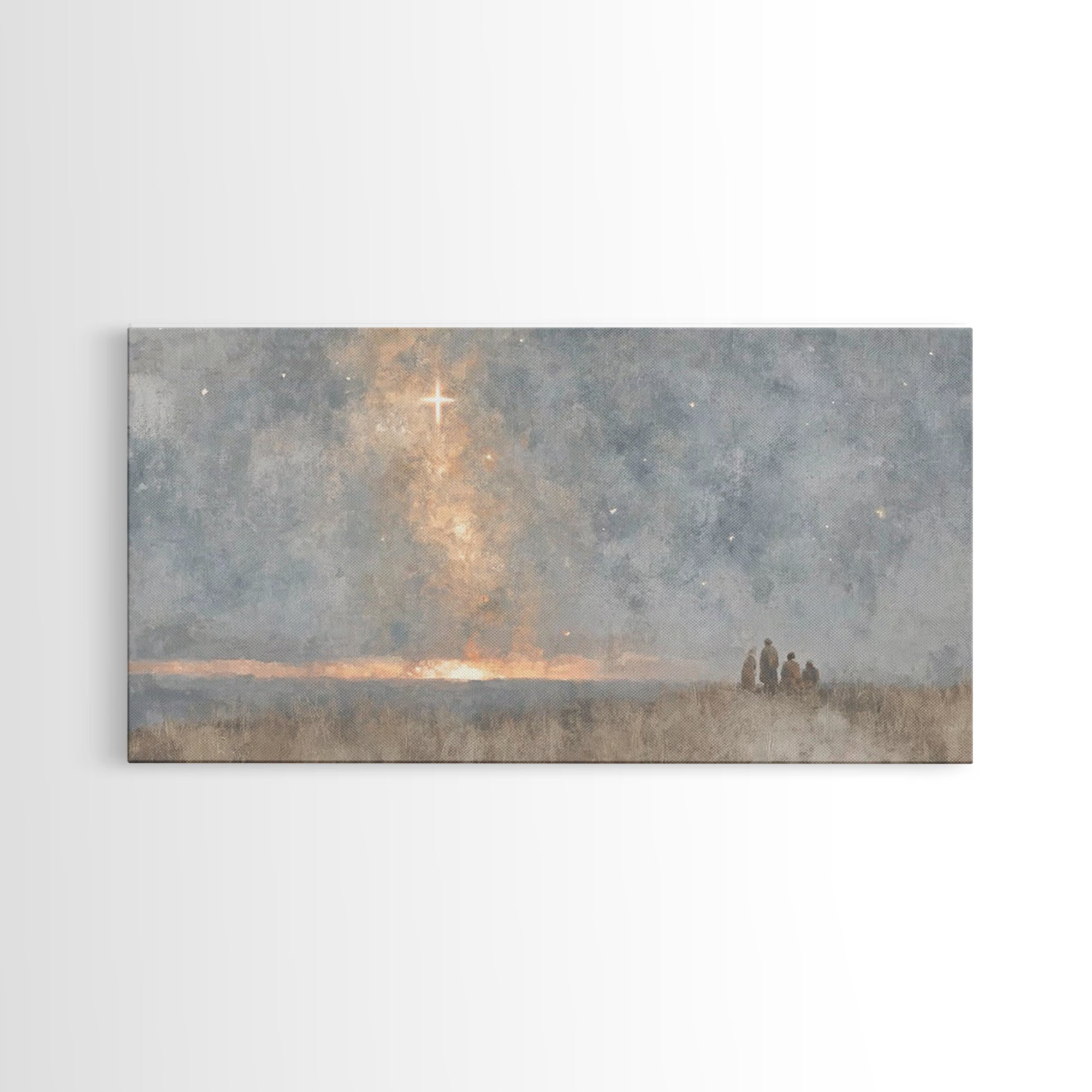 Holy Night Sky, Framed Canvas Print, Christian Christmas Art, Minimali ...