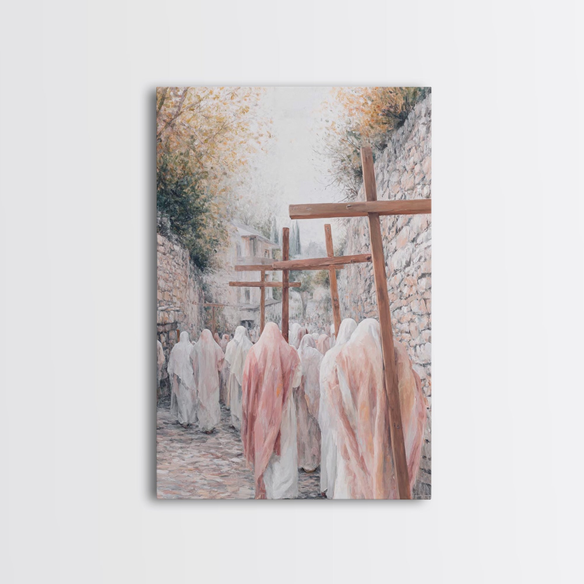 Pilgrims Of Calvary – Framed Canvas Print – Christian Painting – Chris ...